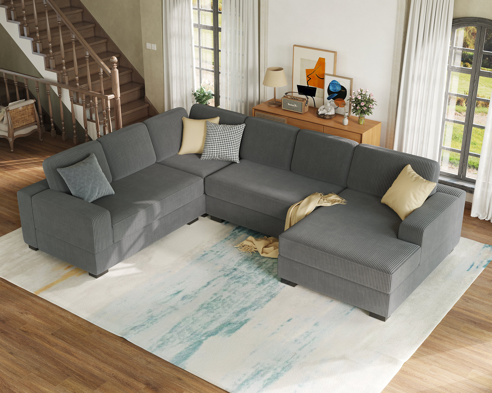 Latitude Run® 121 Inch Oversized U-Shaped Sectional Sofa, Large Sofa ...