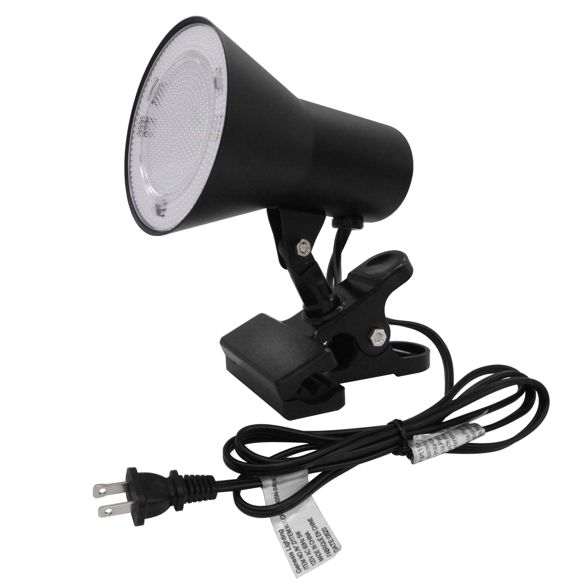 Latitude Run® Black Plug-in LED Clip-on Desk Lamp with 360° Adjustable ...