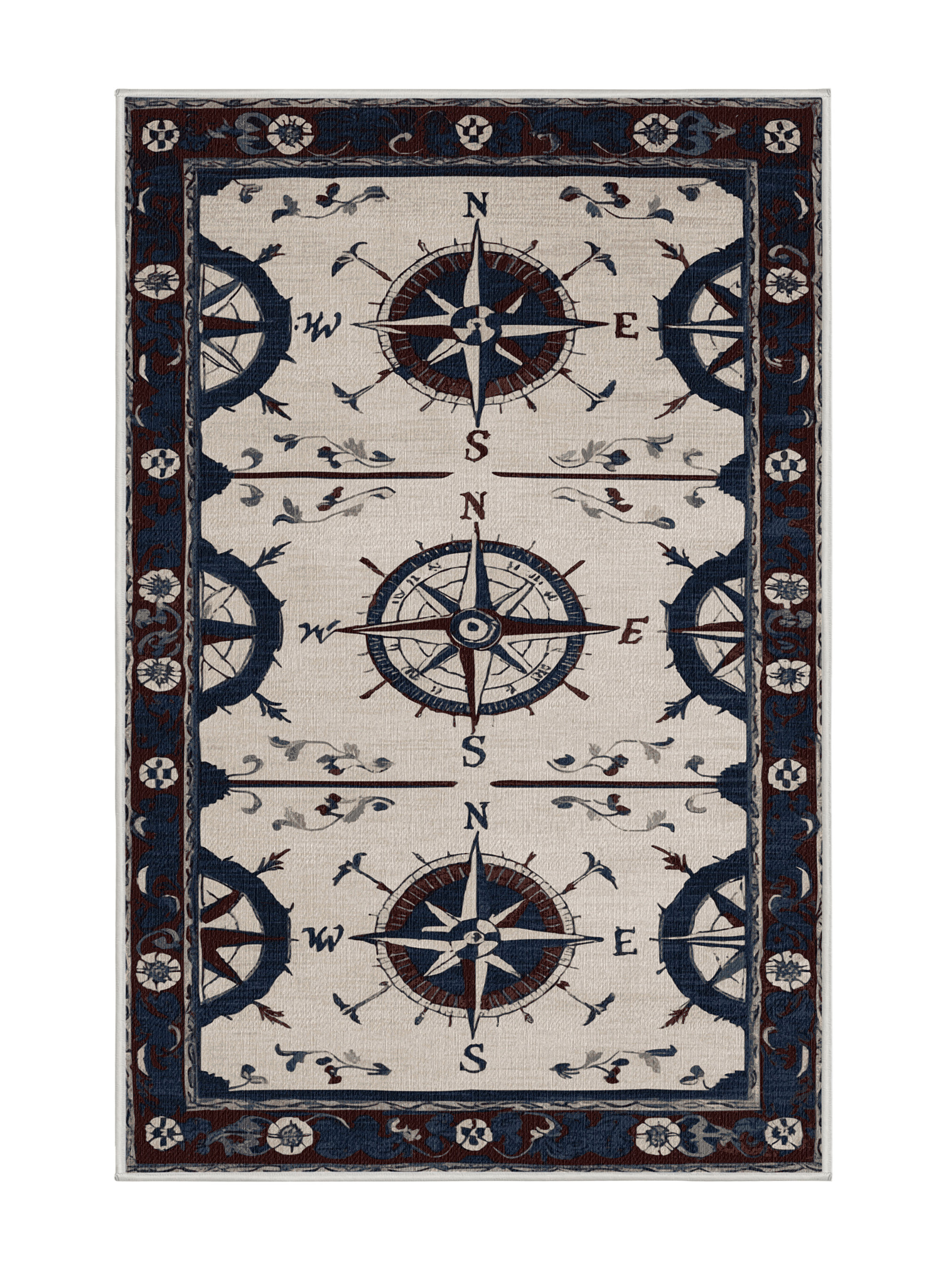 Longshore Tides Washable Wind rose designs Nautical Area Rug | Wayfair