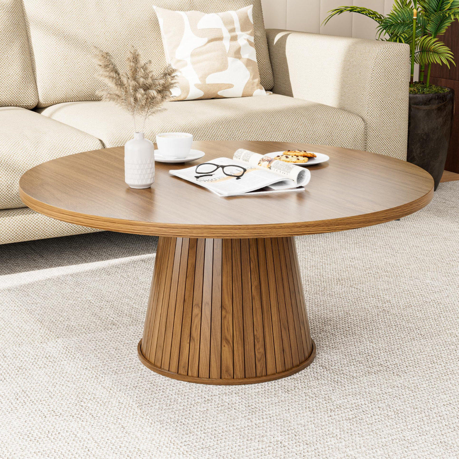 Corrigan Studio® 31.5 Inches Round Coffee Table, Small Circle Center ...