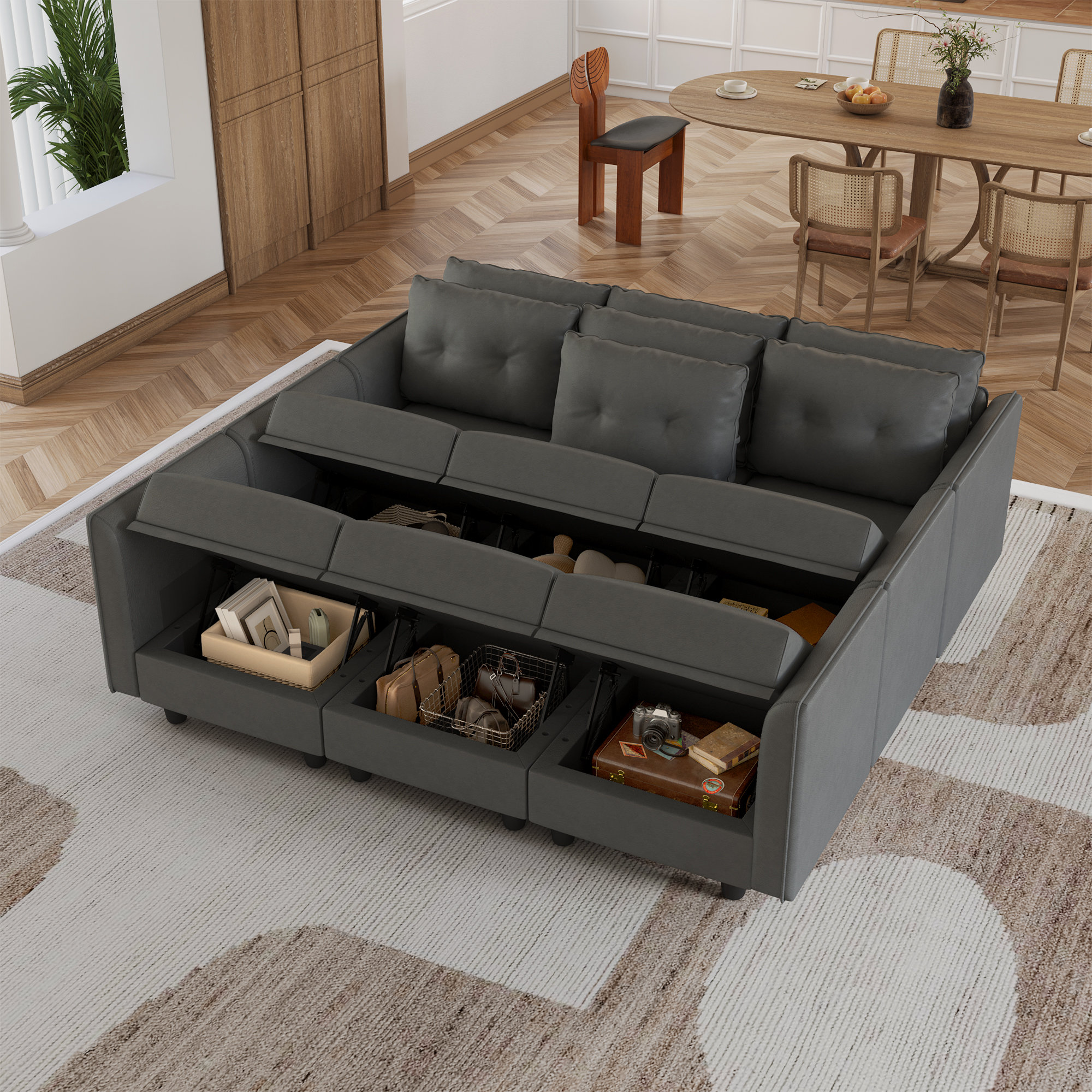 Latitude Run® Modular Sleeper Sofa With Storage Seat Oversized Modular ...