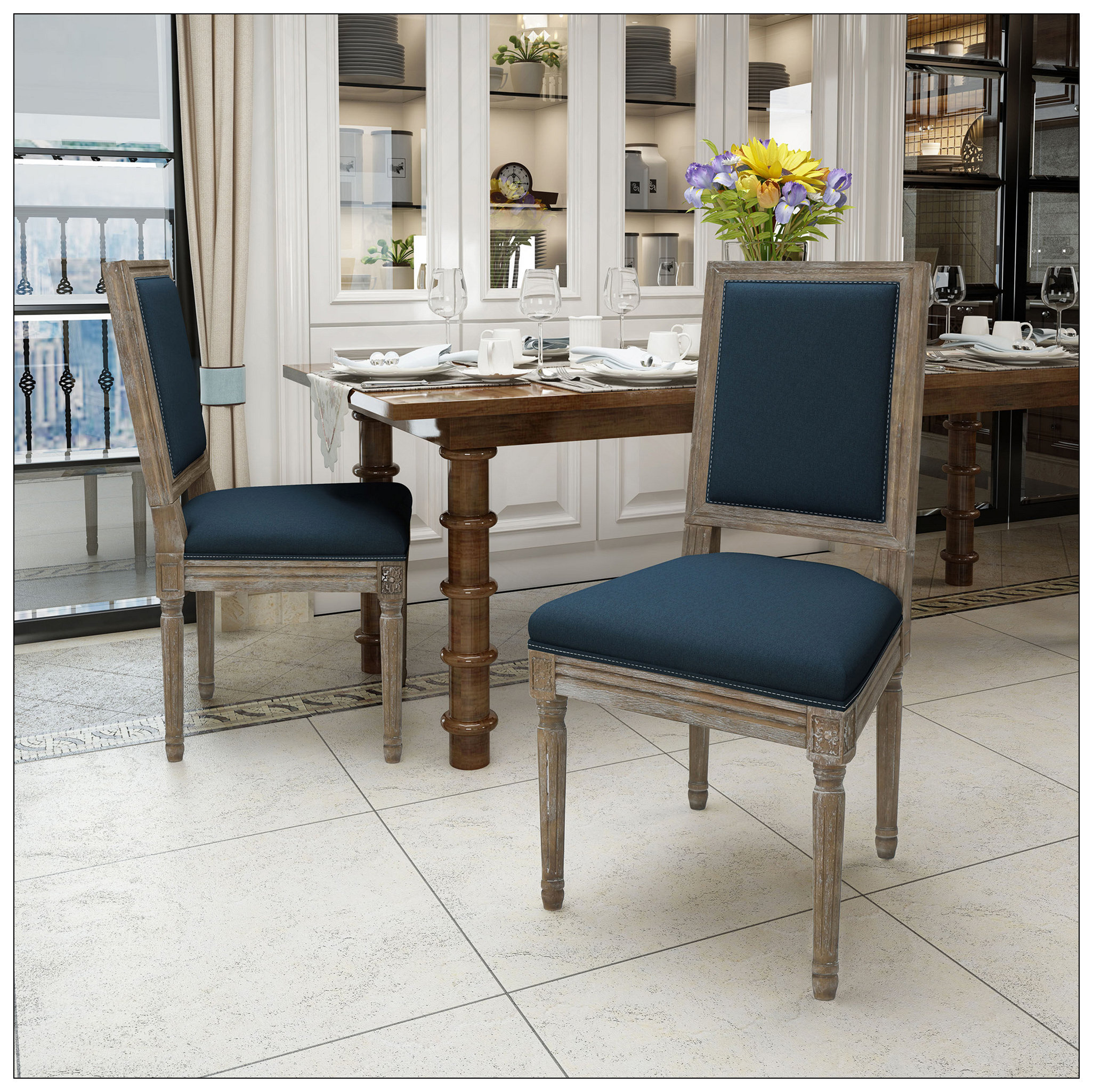 One Allium Way® Set Of 2 Traditional Weathered Dining Chairs With ...