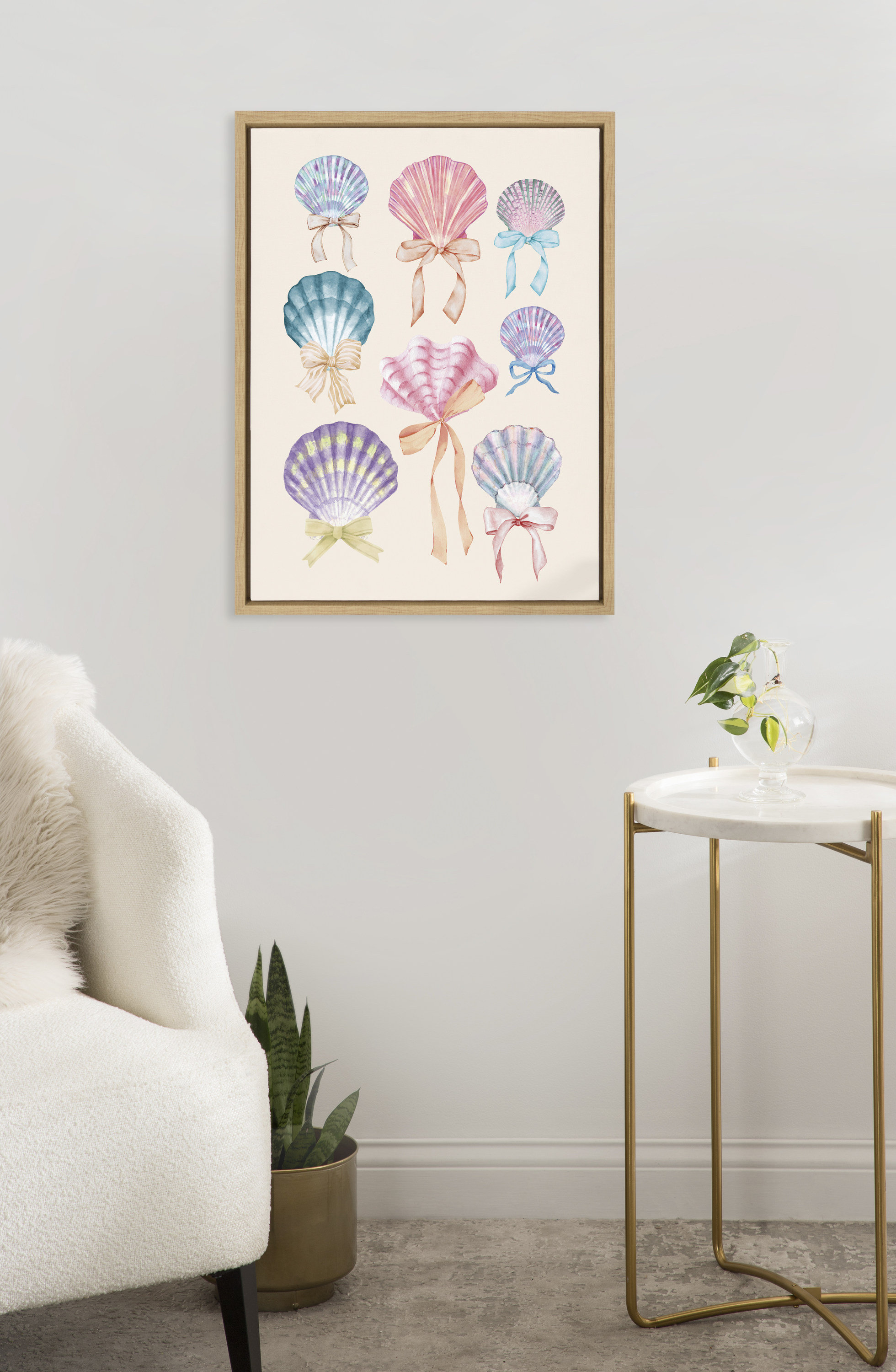 Lark Manor™ Coastal Beach Seashell Framed Canvas Wall Art | Wayfair