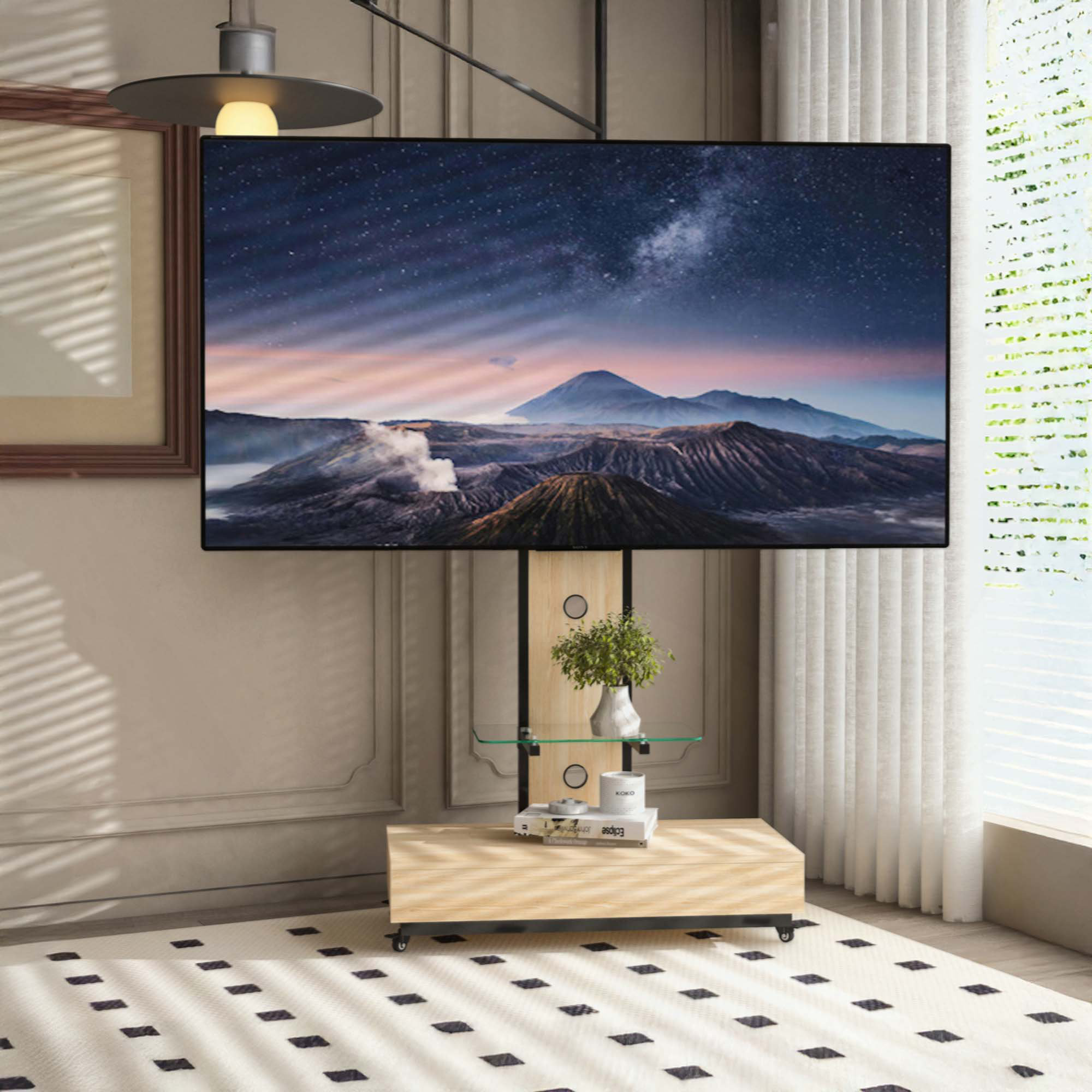 Ebern Designs TV stand with push-pull drawer | Wayfair