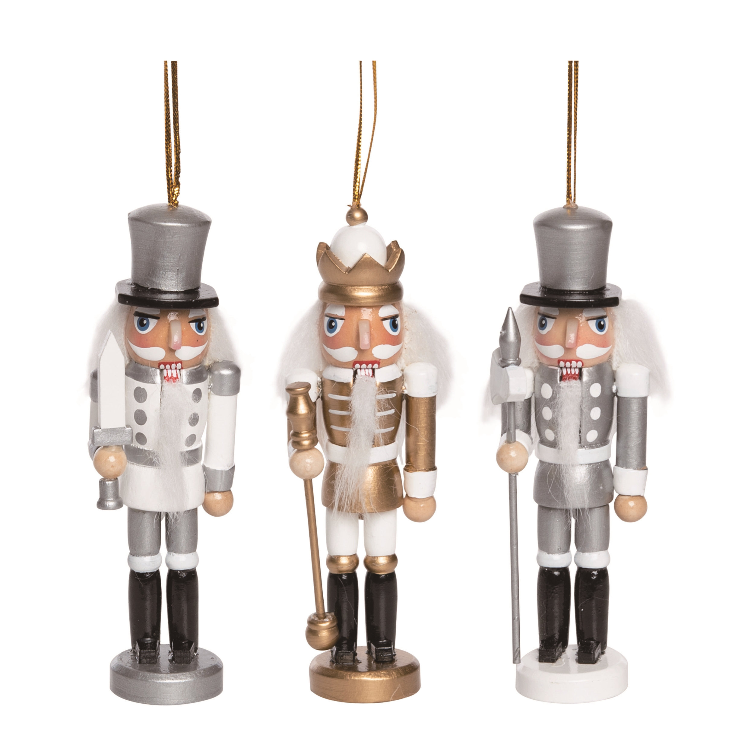 Astoria Grand Wooden Glam Nutcracker Ornament Set of 3 Christmas Home Decorations | Wayfair
