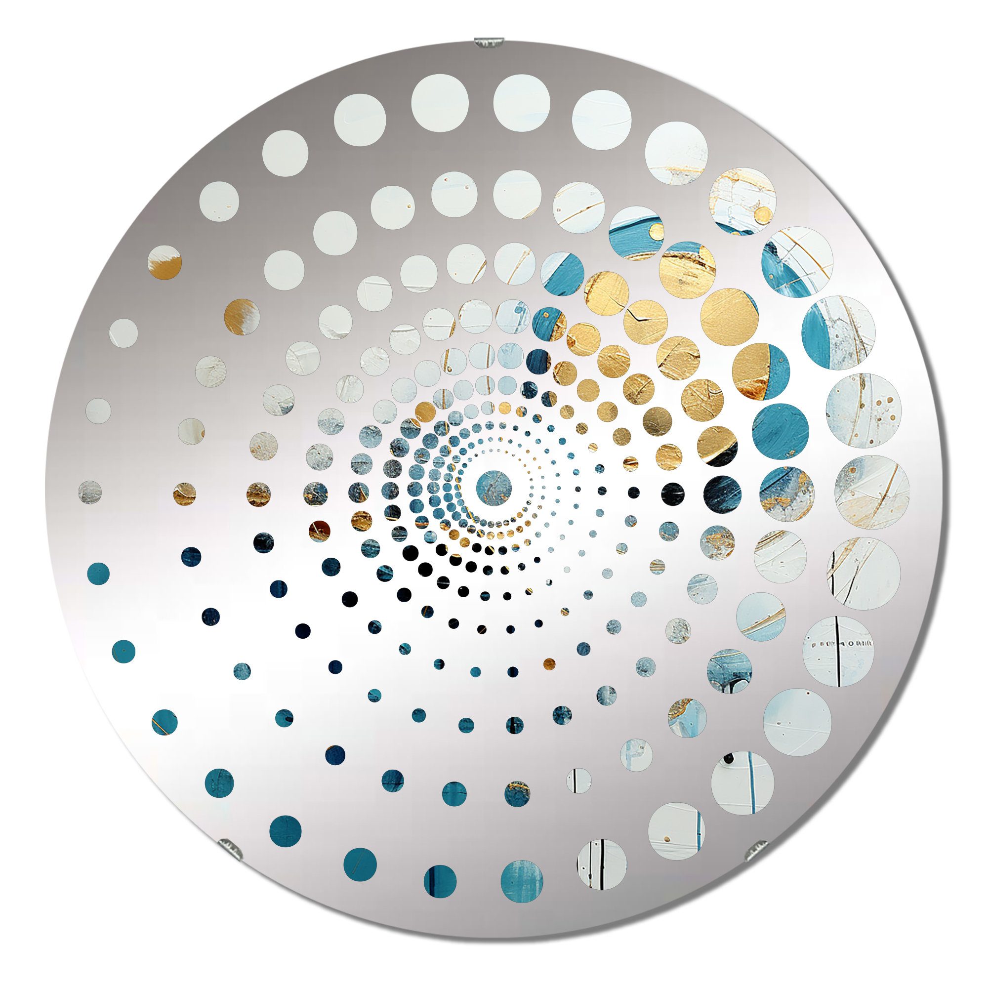 Design Art Teal Circular Sensitivity Gold Watercolor II - Spiral Circle ...