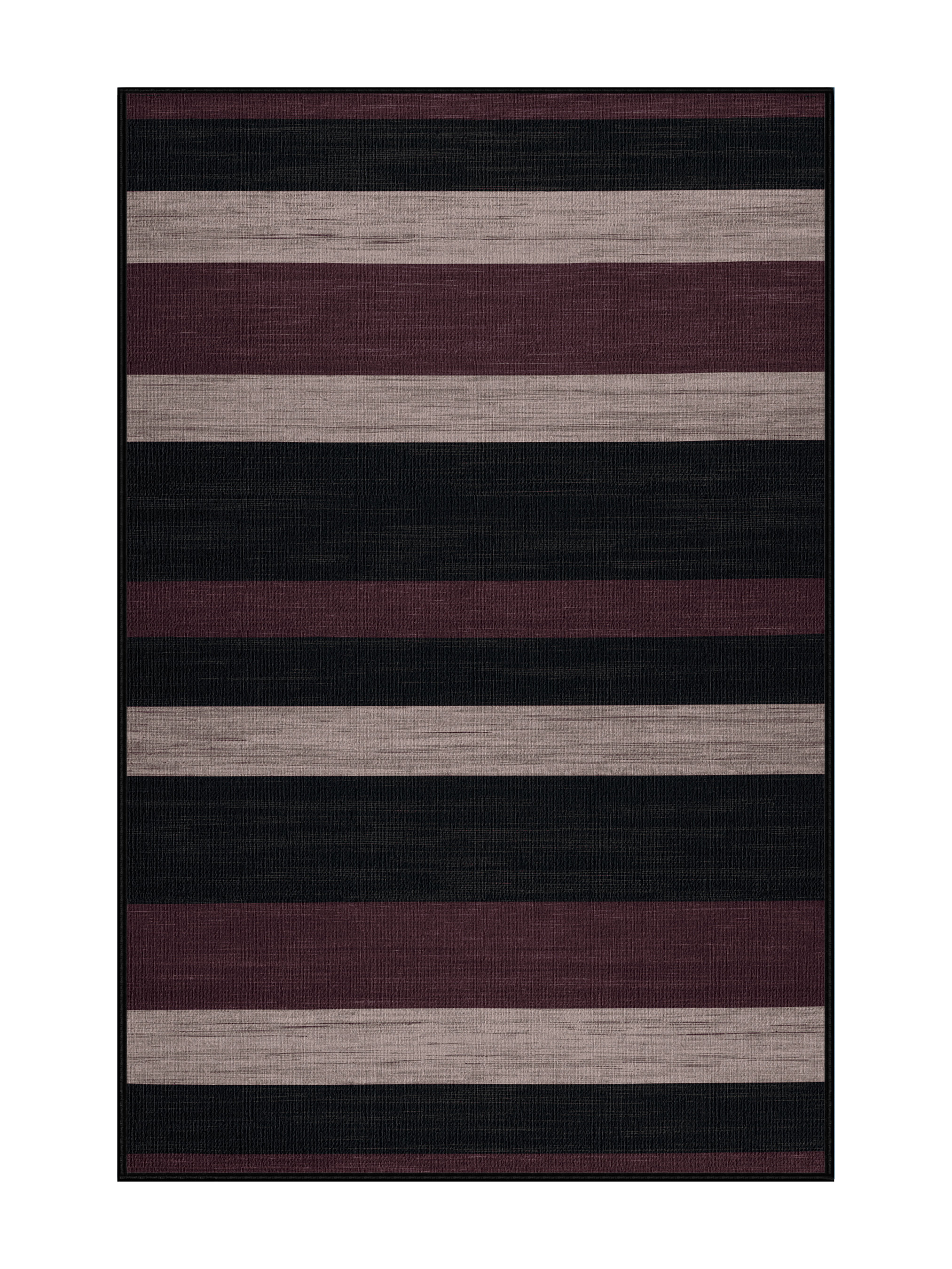Ebern Designs Machine Washable Horizontal Stripes Black Area Rug | Wayfair