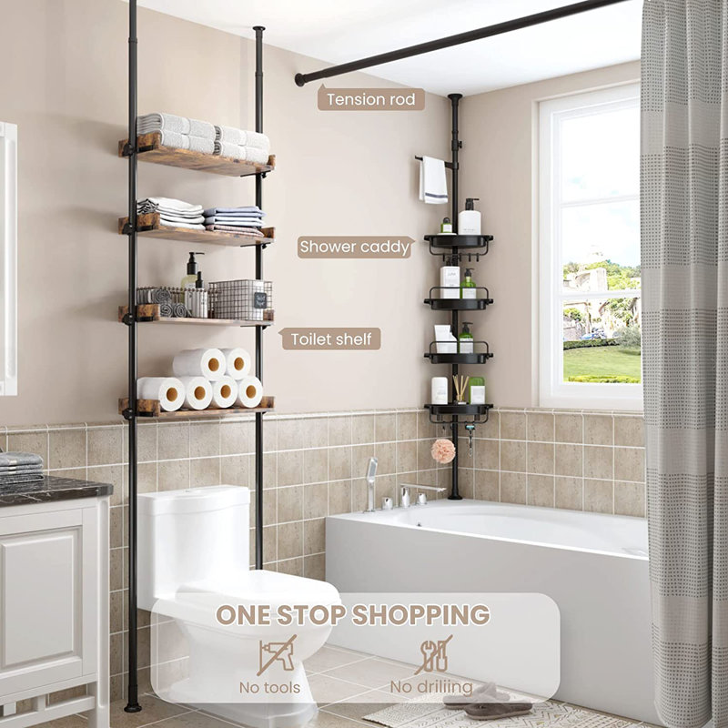 Rebrilliant Lenaik Tension Pole Shower Caddy & Reviews | Wayfair