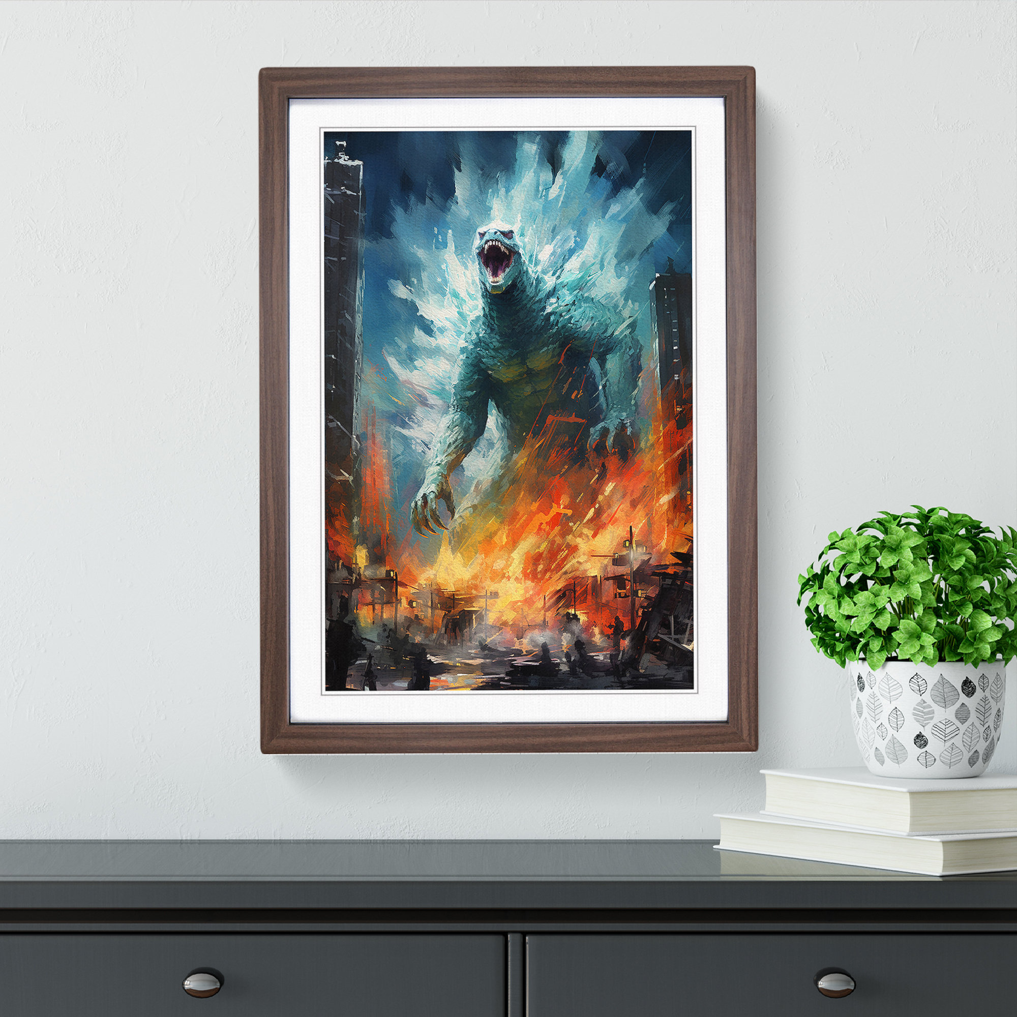 Big Box Art XYZ-FRM-V1223-3448 Godzilla Impressionism - Single Picture ...
