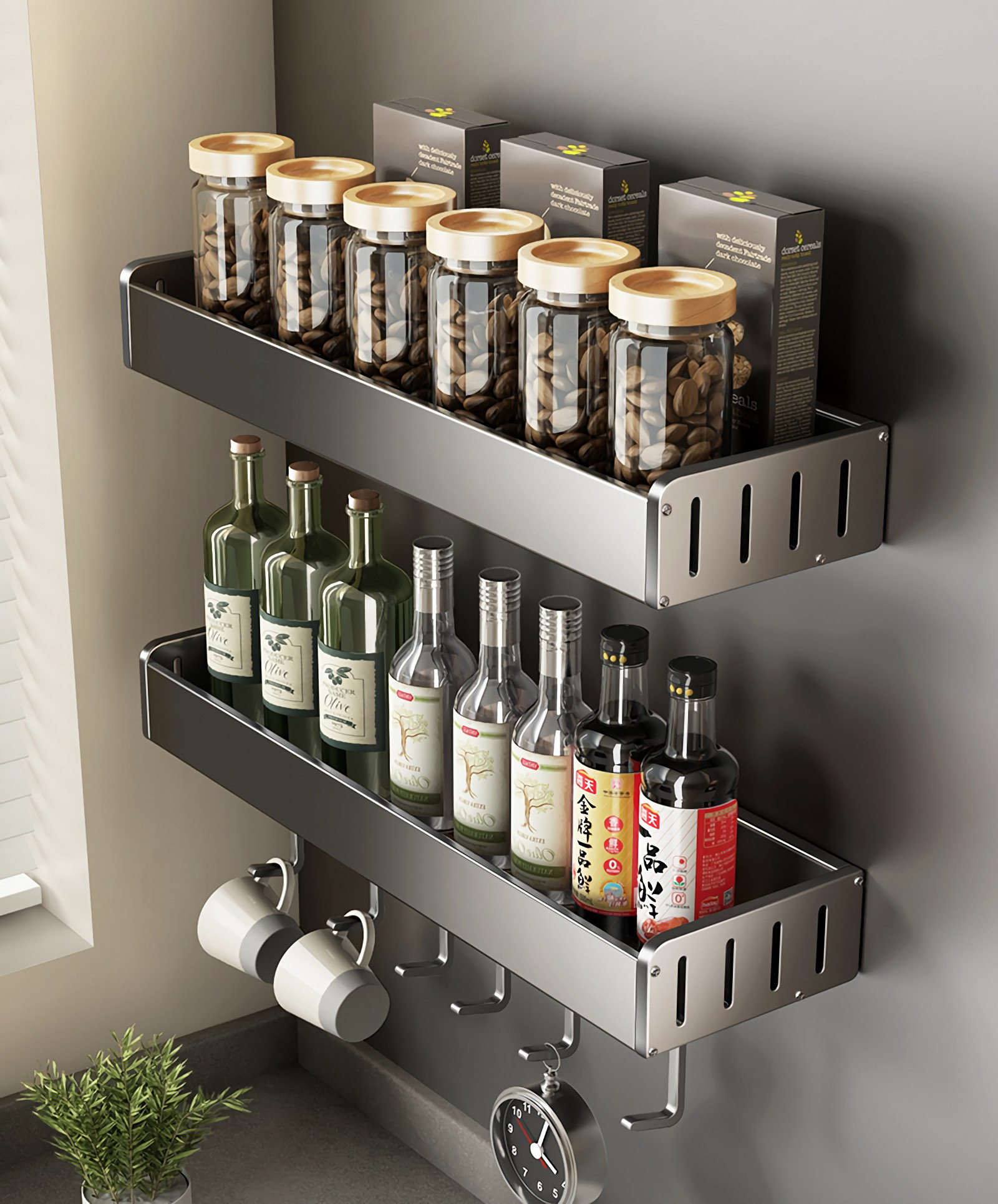 One Allium Way® Kitchen Storage Rack, Non Perforated Wall Mounted ...