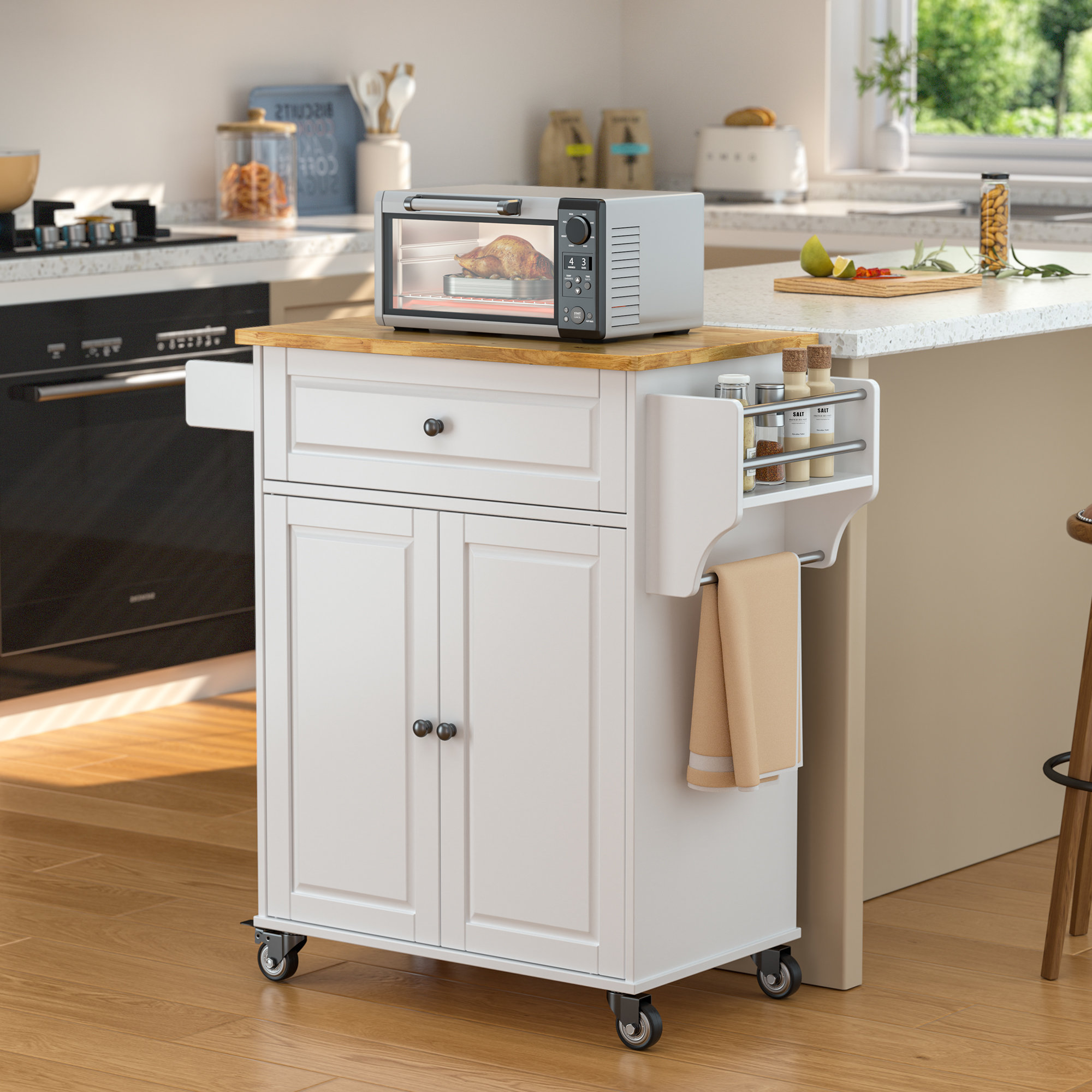 Winston Porter 35.8‘’Kitchen Mobile Cart with Locking Wheels & Reviews ...