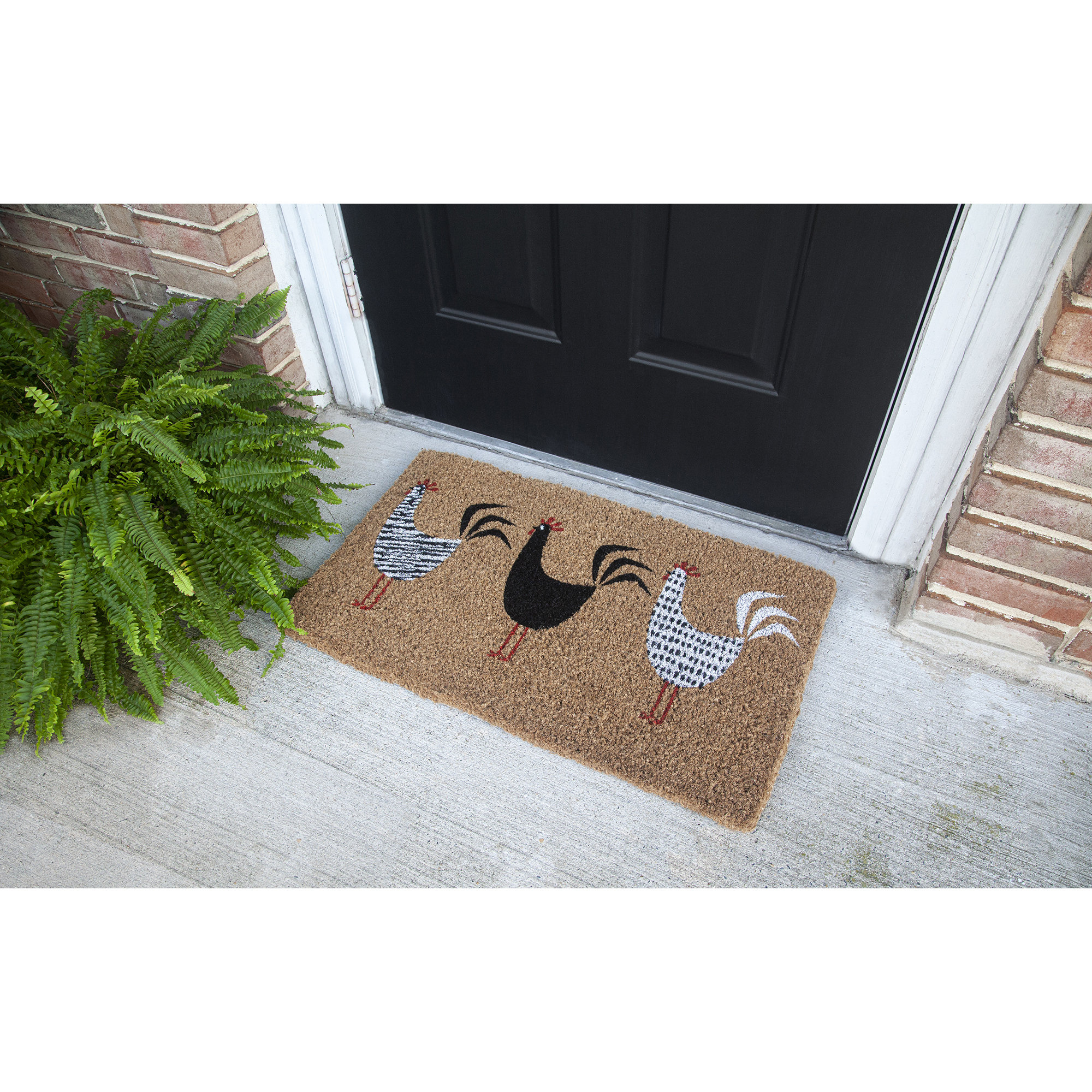 Entryways Roosters Handwoven Coconut Fiber Doormat | Wayfair