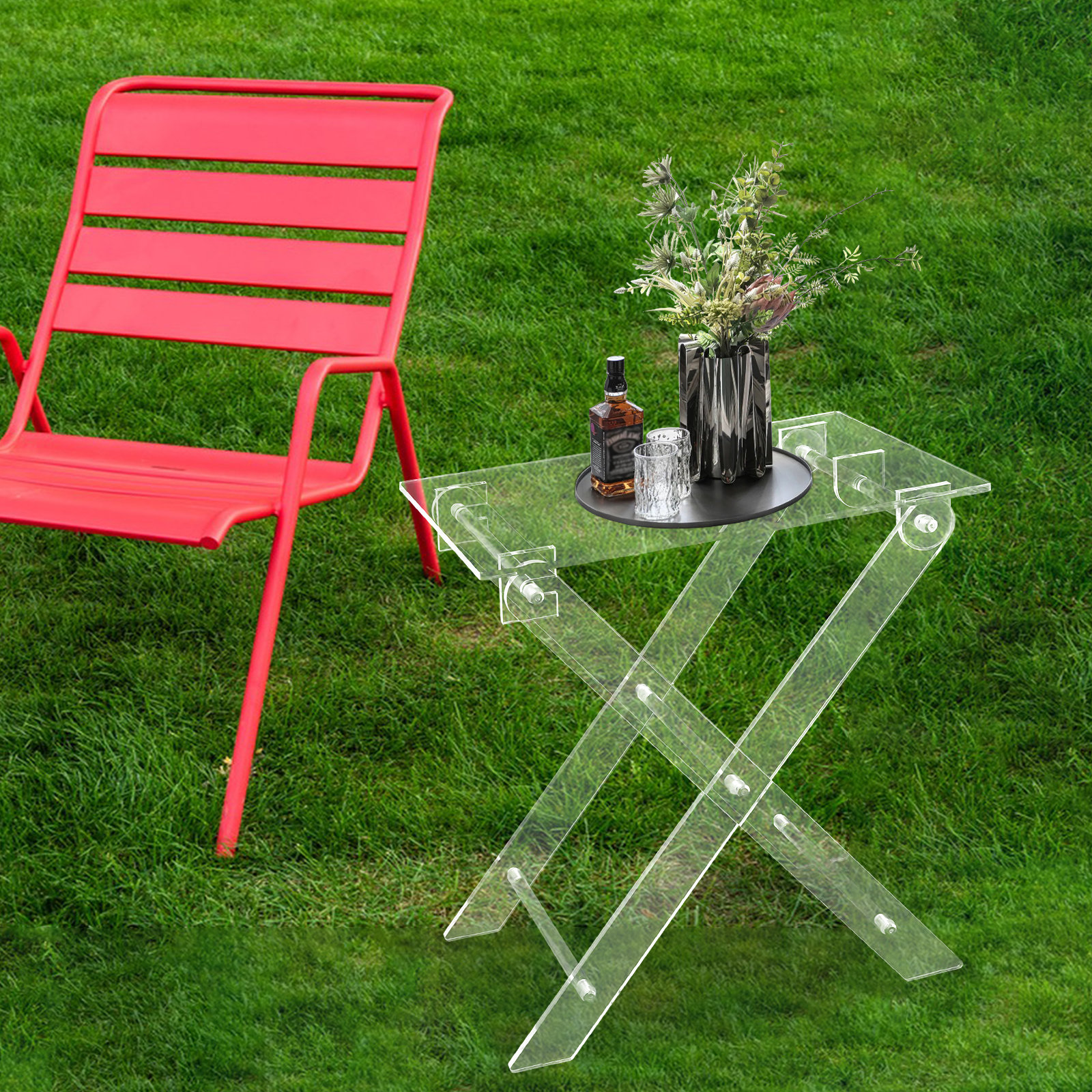 Wrought Studio™ Foldable Acrylic Computer Stand / Portable Coffee Table ...