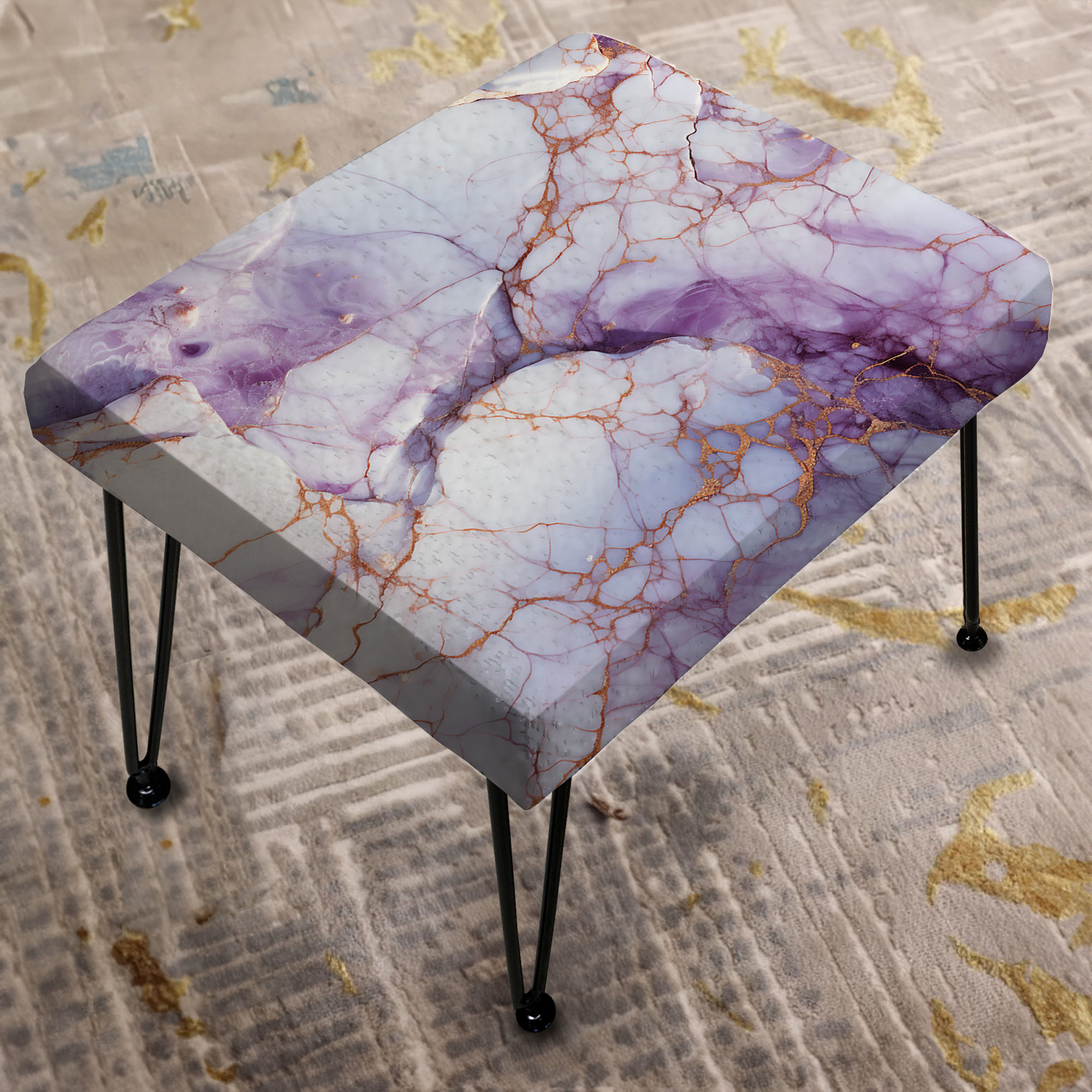 Design Art Crystal Vein Gold And Purple Marble Pattern - Marble ...