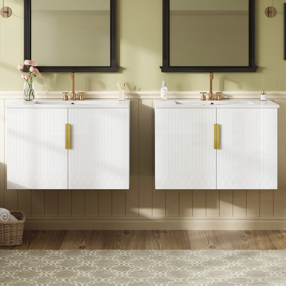 Winston Porter Vintage Bathroom Vanity Set With Ceramic Sink, Soft ...