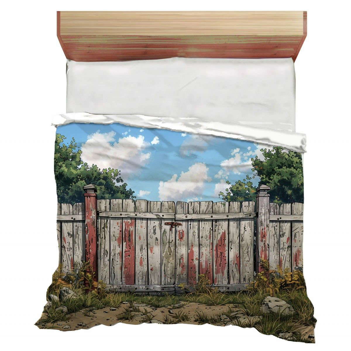VisionDecor Wooden Fence Bedding Outdoor Comforter Rural Setting | Wayfair