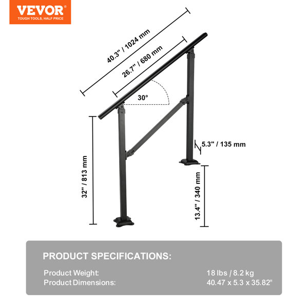 VEVOR Steel Hand Rails | Wayfair