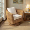 Rowena Interiors Miramar Acacia Wood and Water Hyacinth Swivel Chair ...