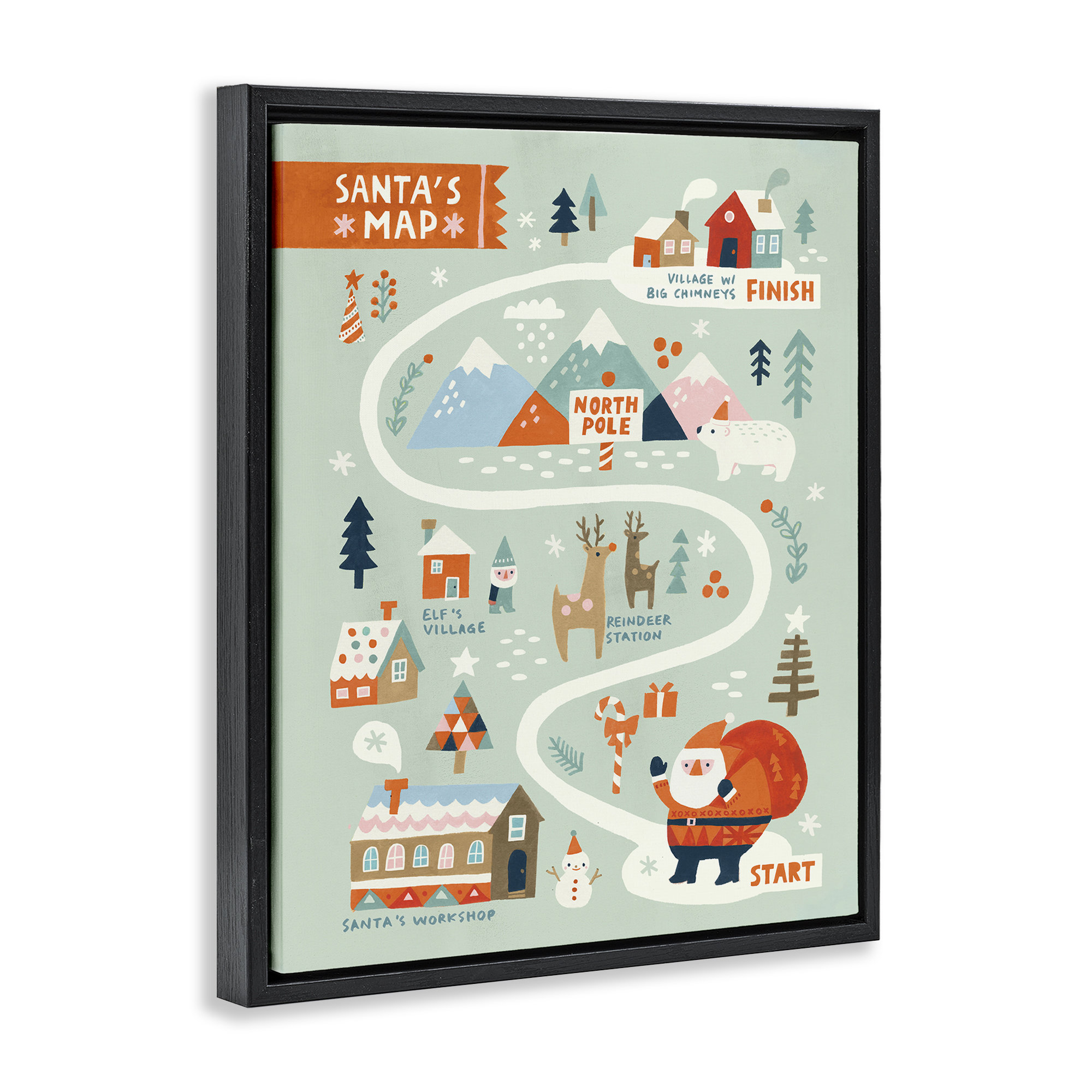 Latitude Run® Jolly Map Of North Pole Canvas Wall Art by Irene Chan ...