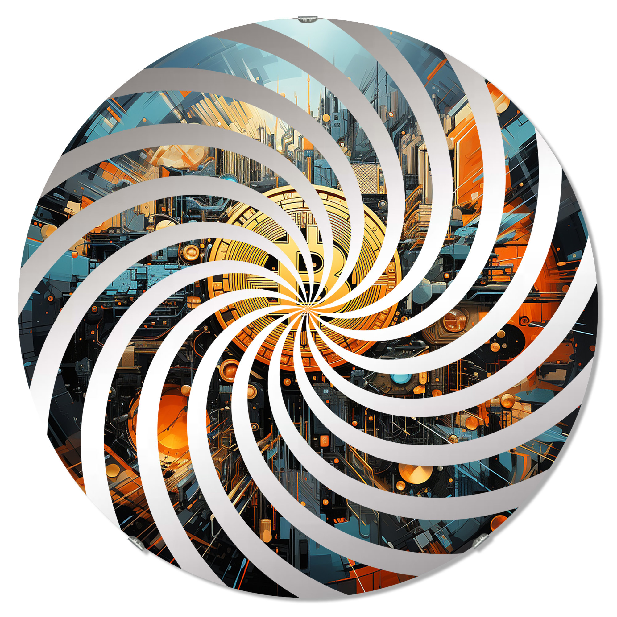 East Urban Home Golden Bitcoin Genesis II - Vortex Decorative Mirror ...