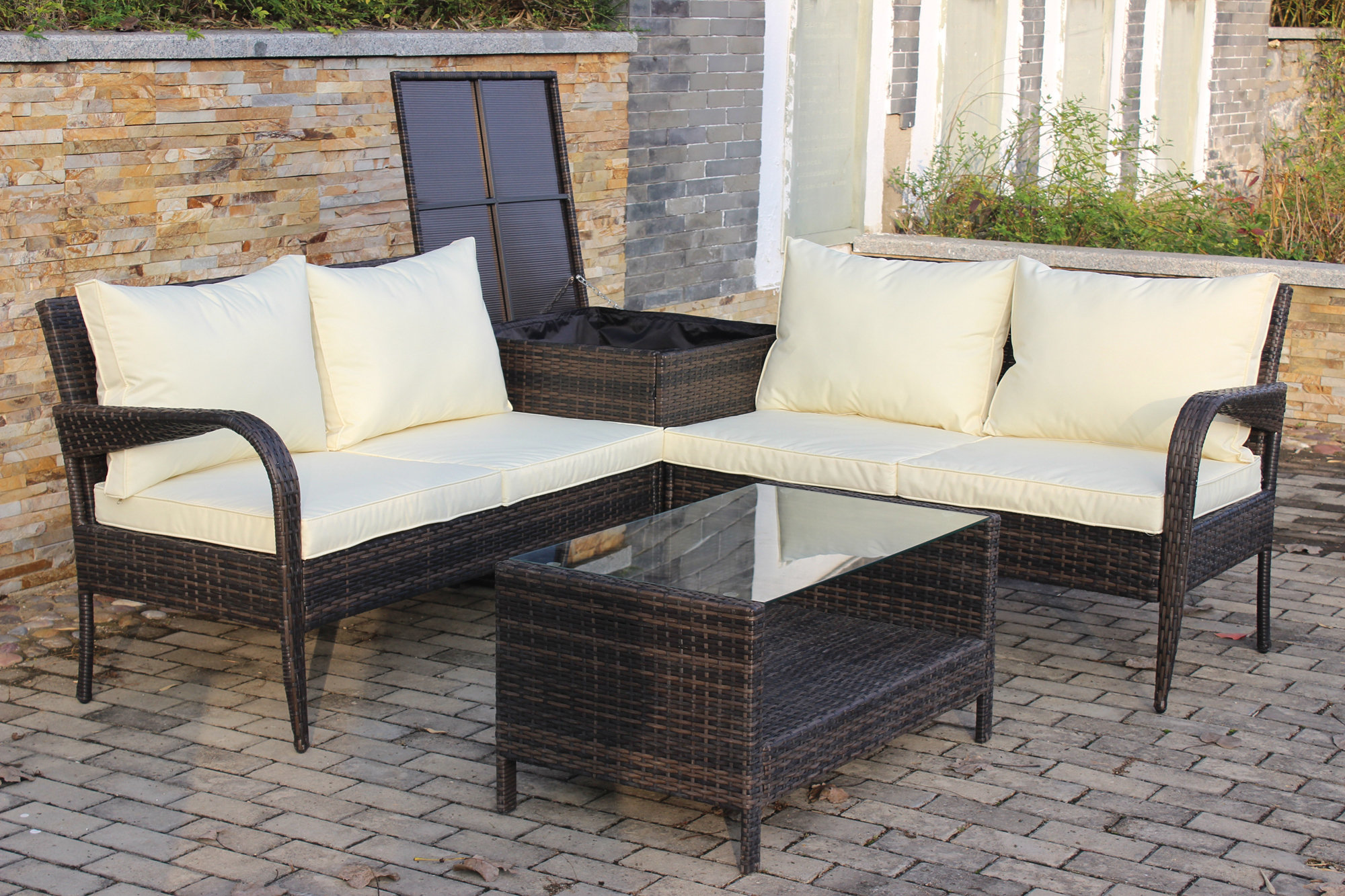 Red Barrel Studio® 4 Piece Sofa Seating Group Outdoor Sofa Set Wicker ...