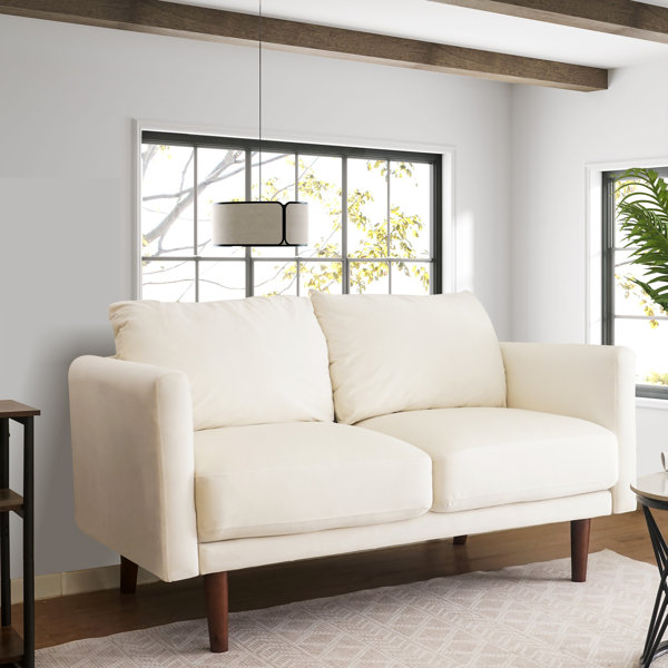 Ebern Designs Knapp 55.5" wide velvet round armrests and thick seat ...