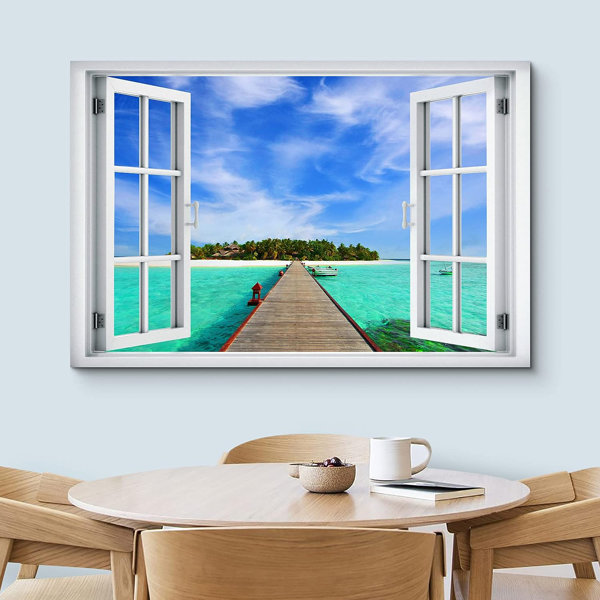 IDEA4WALL Window Scenery " Window View Pier To Tropical Island Vacation ...