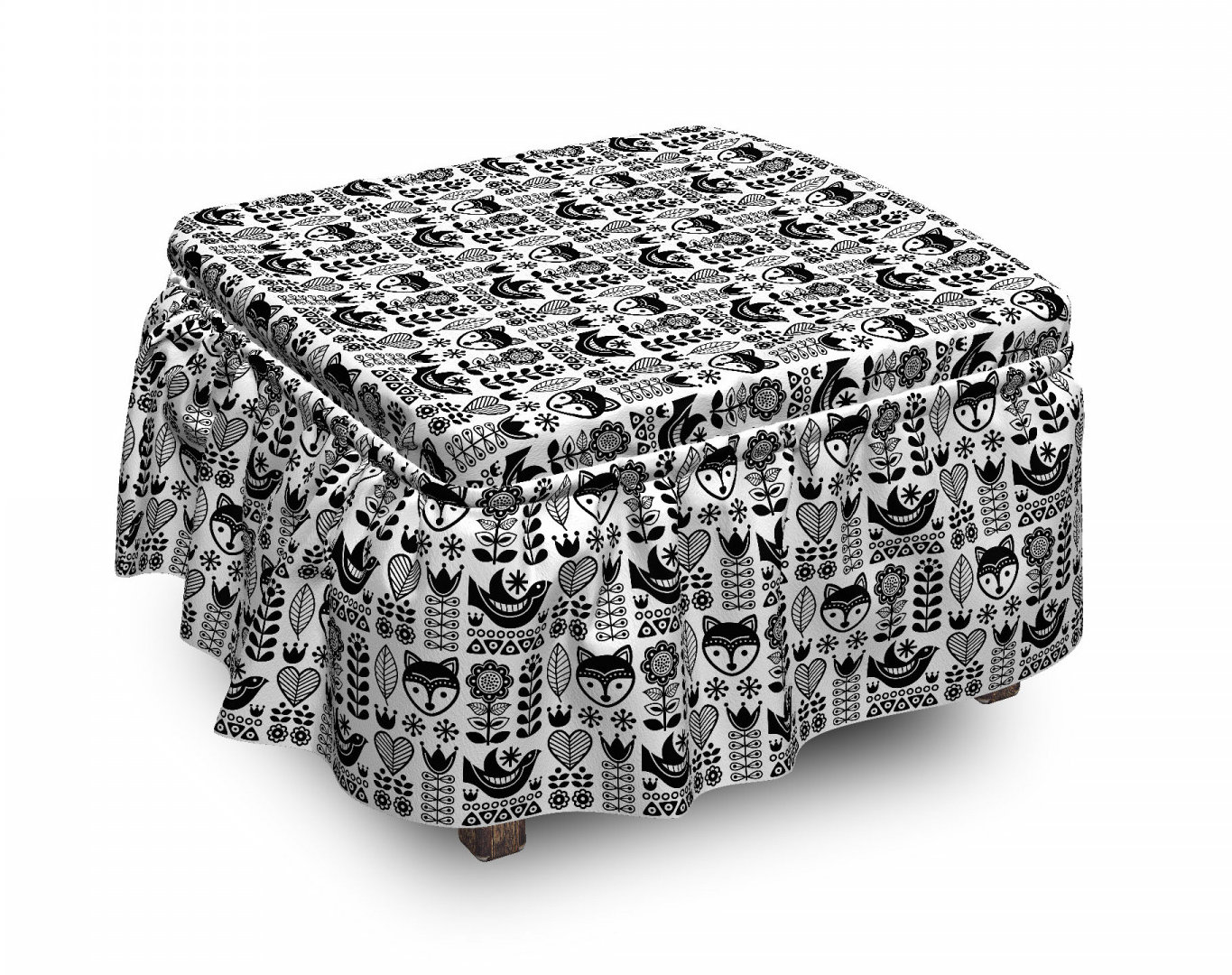 East Urban Home Scandinavian Nature Heart Ottoman Slipcover | Wayfair