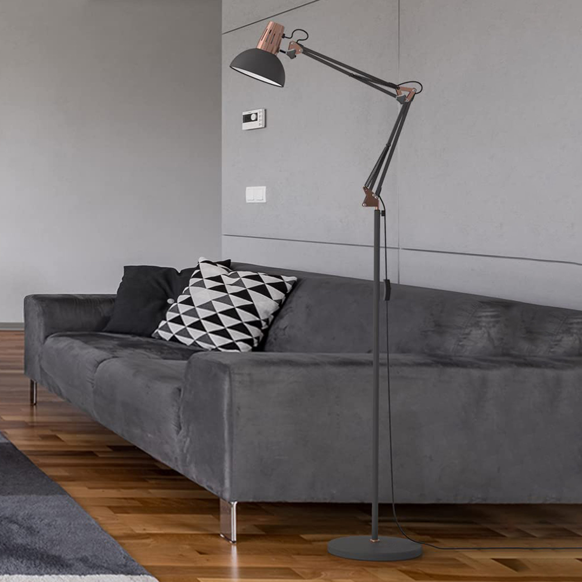 Latitude Run® Metal Adjustable Reading Swing Arm Standing Lamp | Wayfair