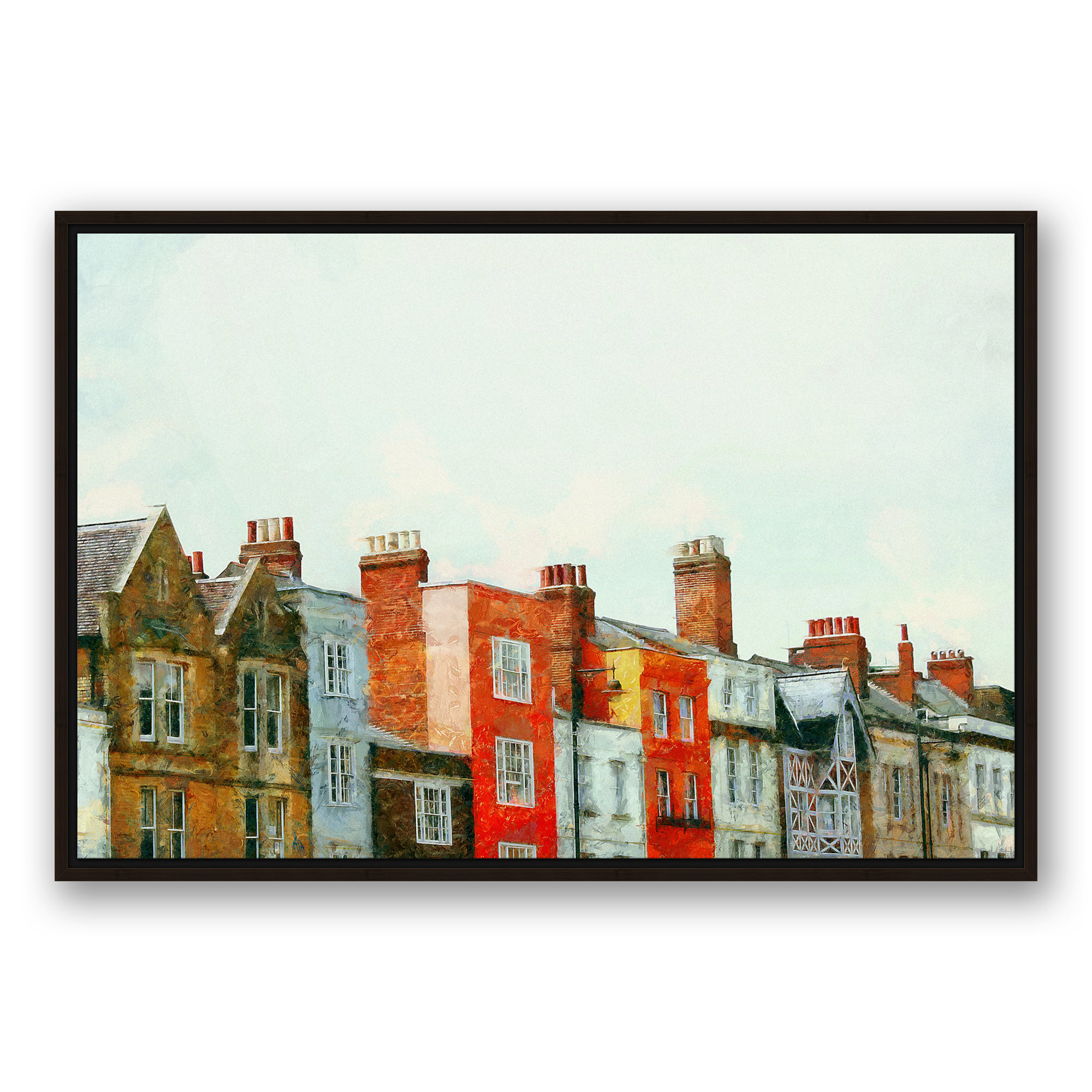 Charlton Home® 'European Row Houses' Wrapped Canvas Acrylic Painting ...
