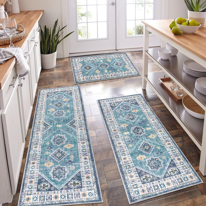 Dakota Fields Kitchen Rug Sets 3 Piece with Runner Non Slip Kitchen ...