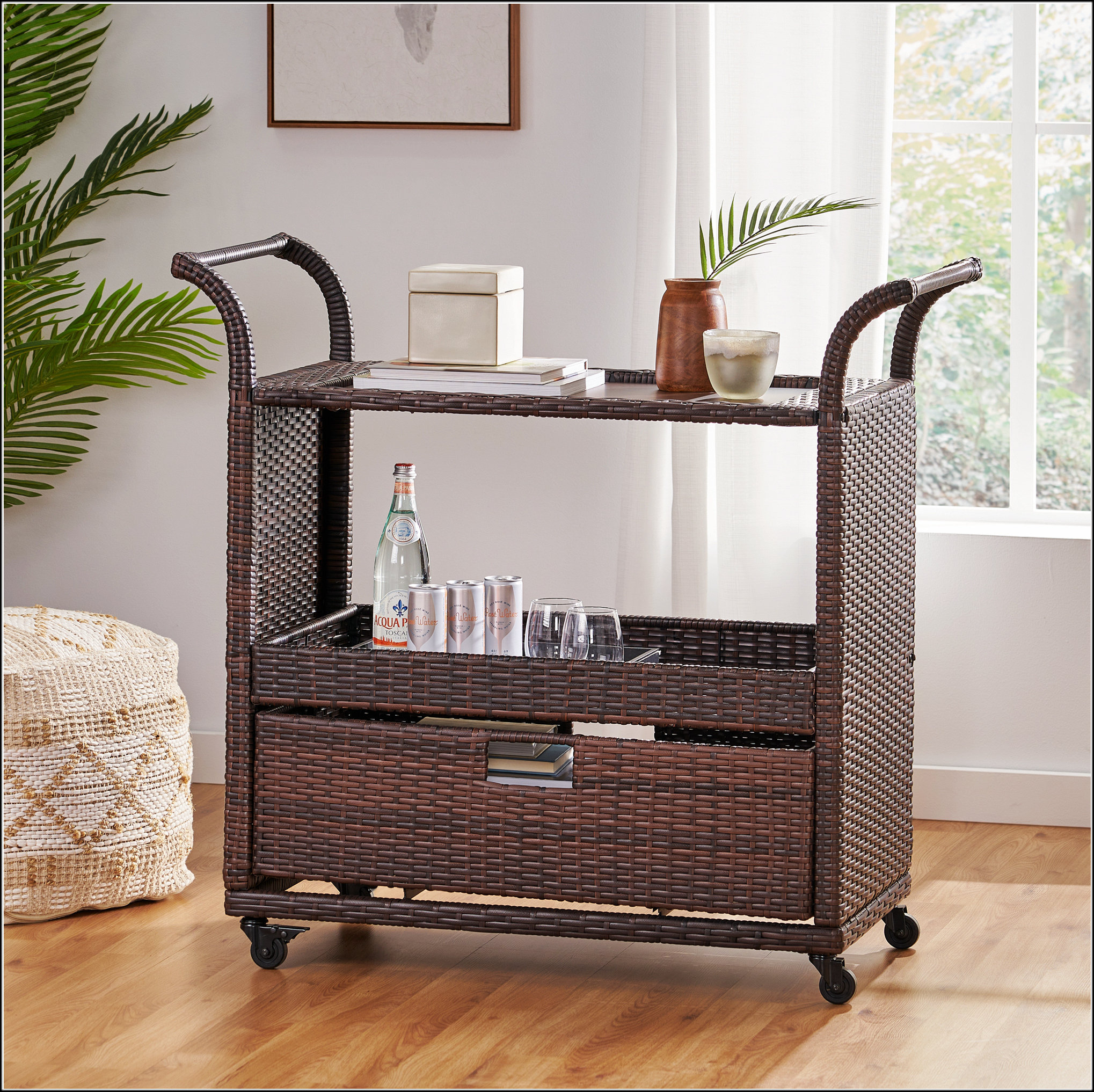 Dovecove Versatile Patio Bar Cart with Sturdy Construction and Multiple ...