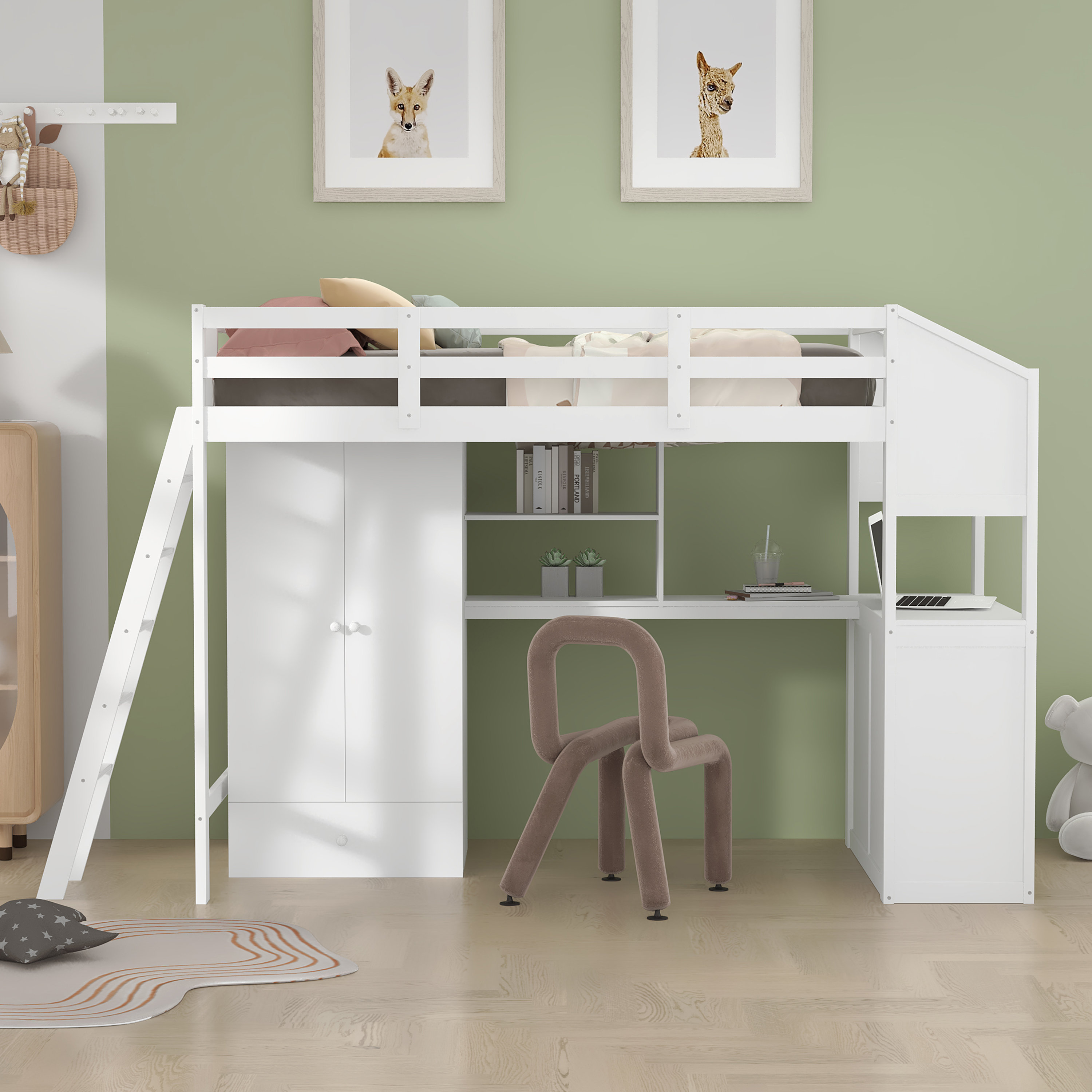 Harriet Bee Greenslade Twin Loft Bed with Built-in-Desk by Harriet Bee ...
