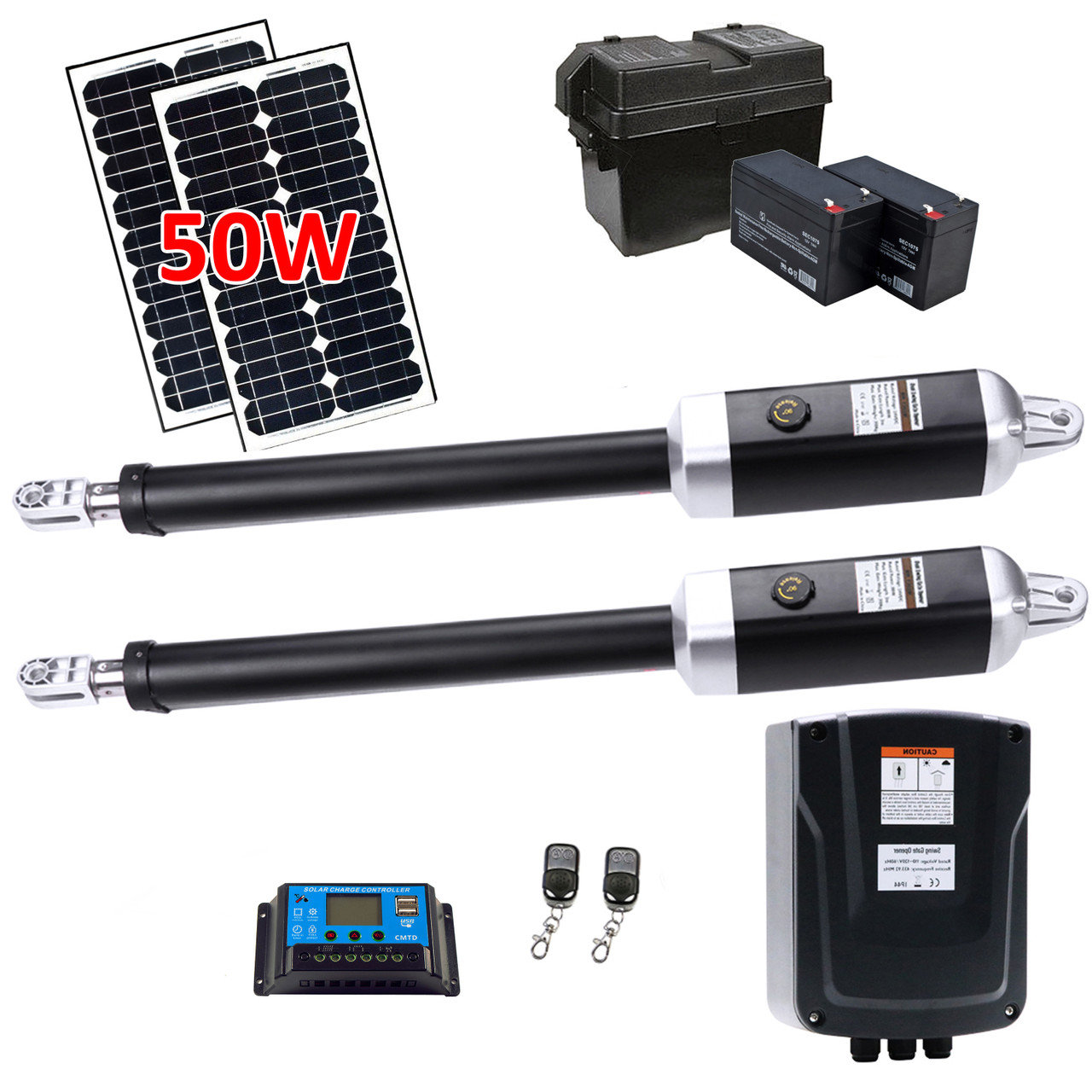 ALEKO Dual Swing Gate Operator - GG1300/AS1300 AC/DC - Solar Kit 50W ...