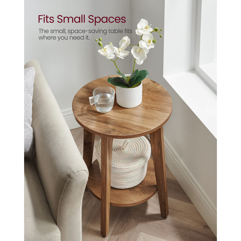 George Oliver Side Table, Small Round End Table With Lower Shelf ...