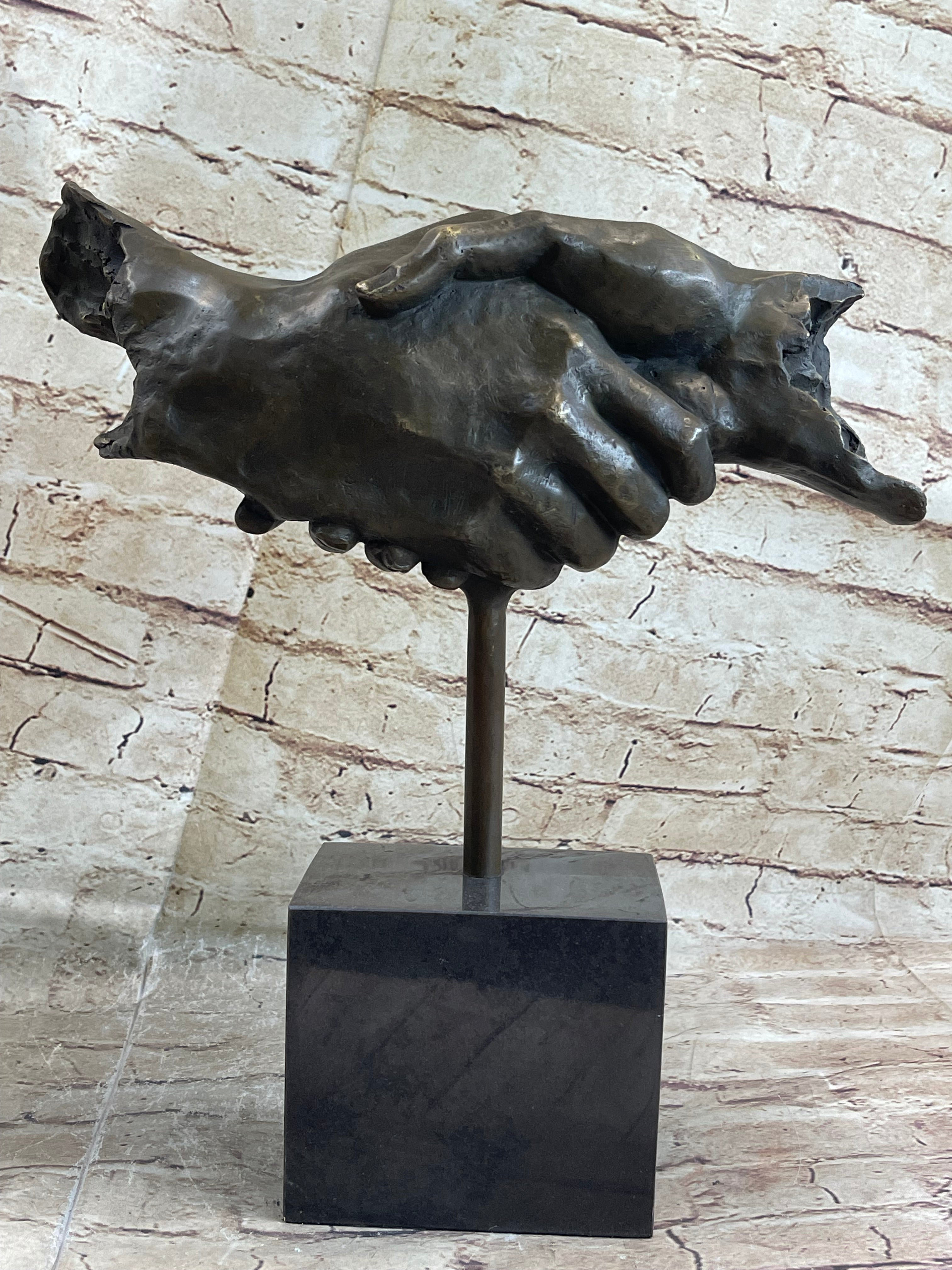 Trinx Sirena Handshake Friendship Surreal Abstract Bronze Statue ...