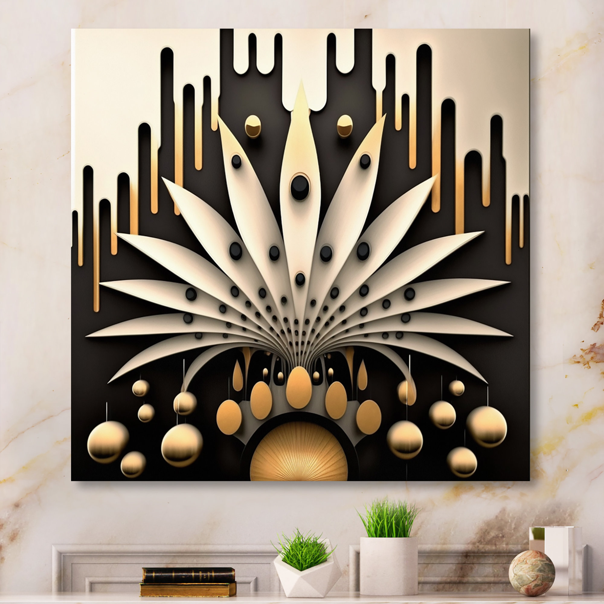 Lark Manor Décoration murale moderne géométrique en métal feuilles ...