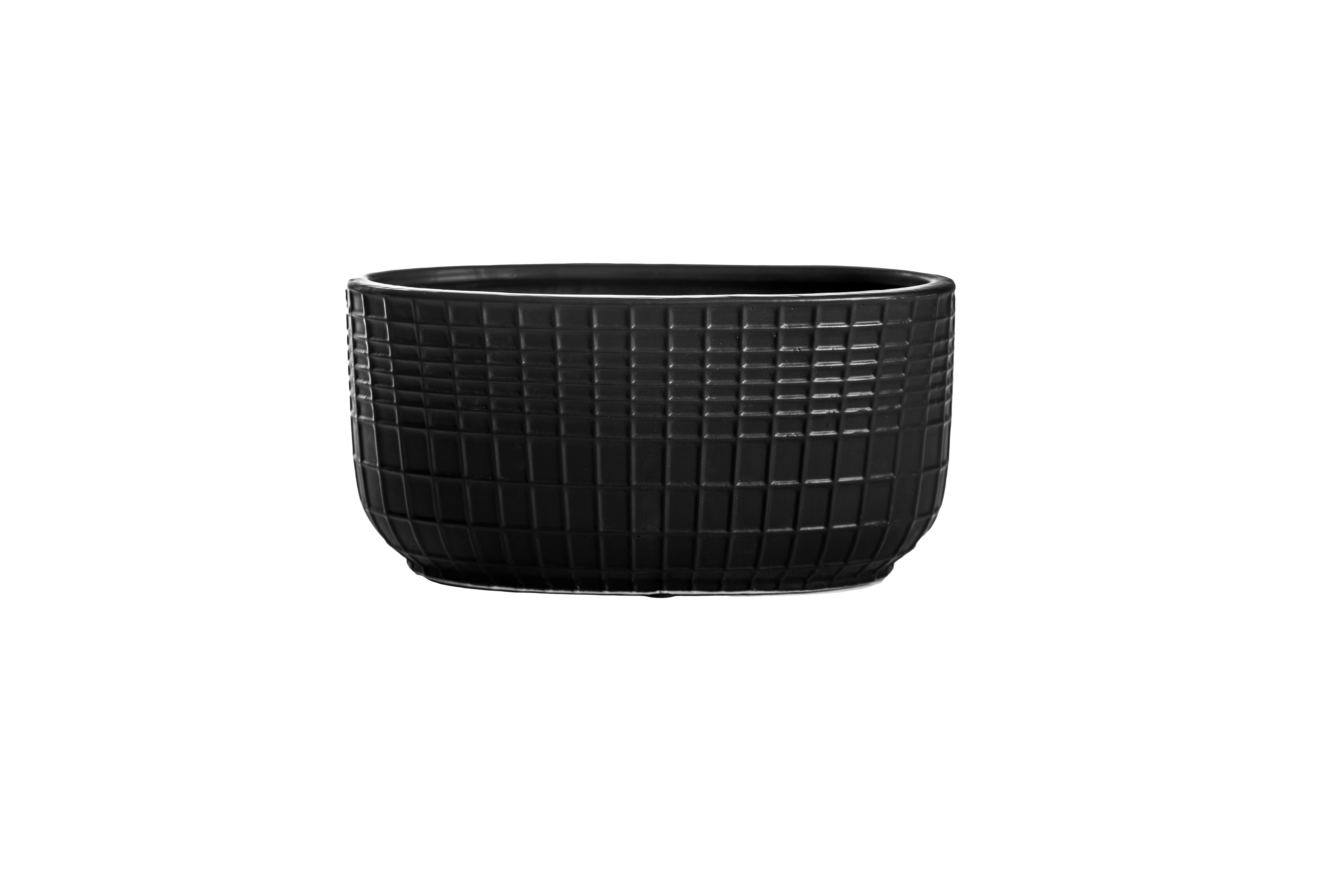Wrought Studio™ Ceramic Low Oval Pot Matte Finish Black | Wayfair
