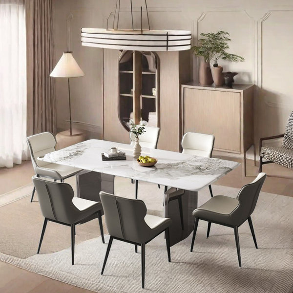 Greyleigh Simple Western-style Dining Table And Chairs 7 - Piece Double ...