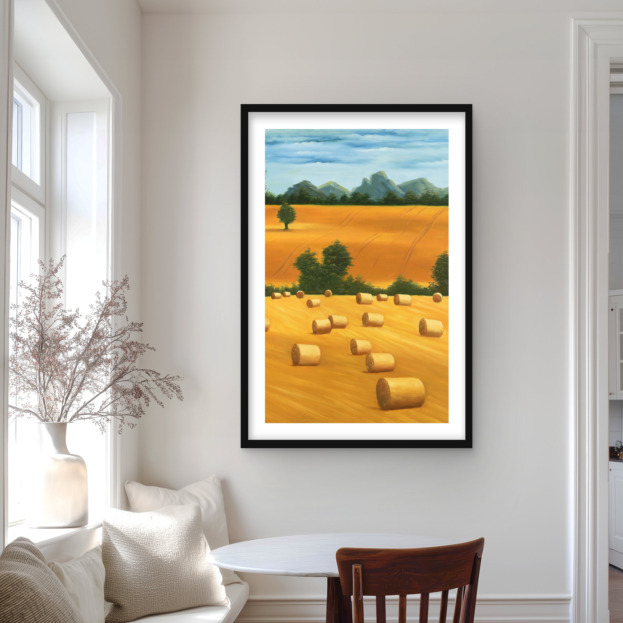 Lark Manor™ Hay Bale Fields - Yellow Living Room Framed Matted Print ...