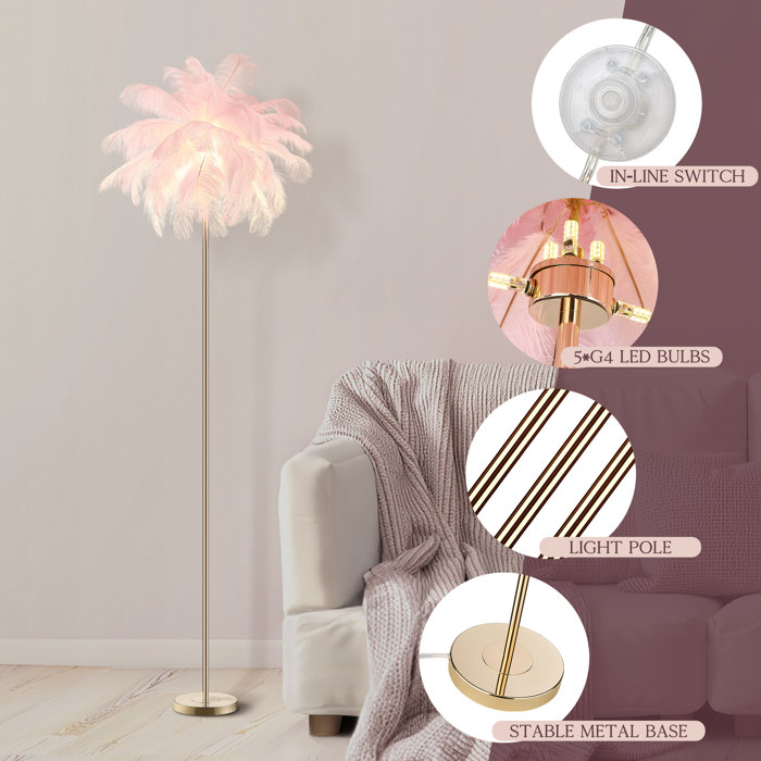 Willa Arlo Interiors Lismore 63'' Brass LED Novelty Floor Lamp with ...