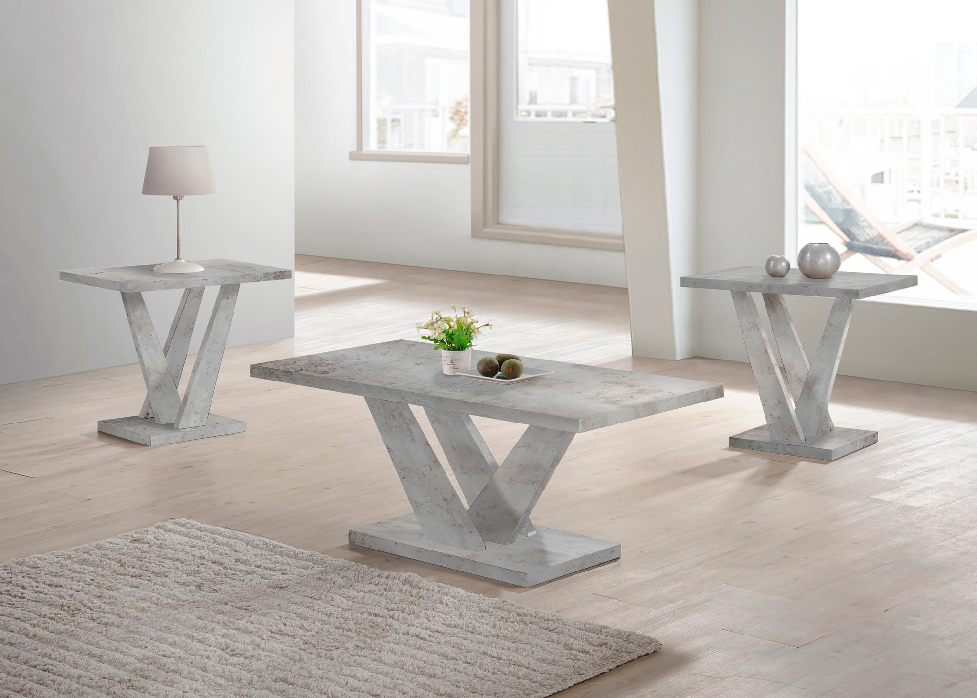 Latitude Run® 3PC Coffee Table Set with Rectangular and Square Tables ...