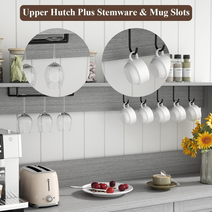 Gracie Oaks Shelli 47'' Sideboard with hutch and drawers | Wayfair