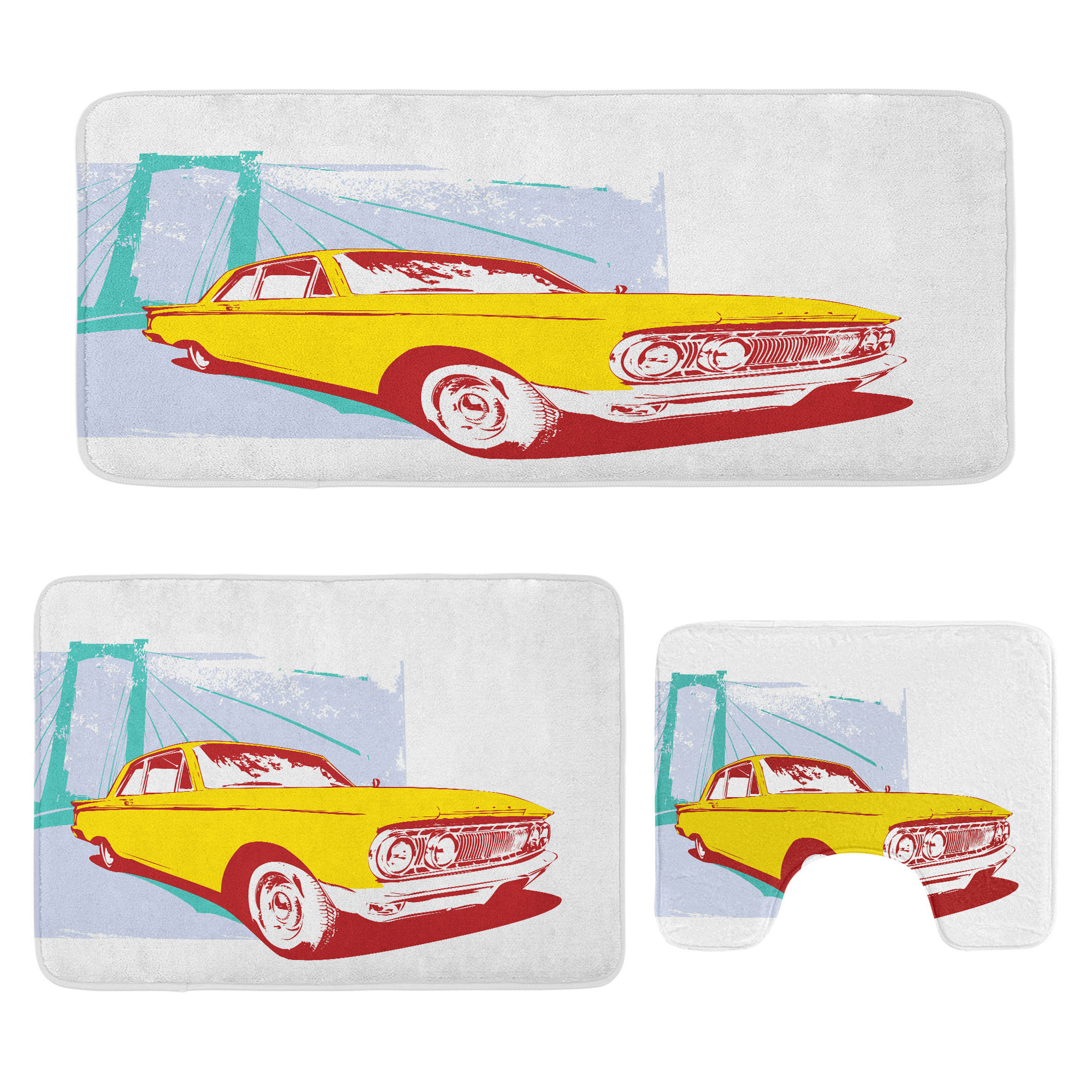 East Urban Home Vintage Bathroom Rug Set 3 Pieces U-Shape & Rectangle ...