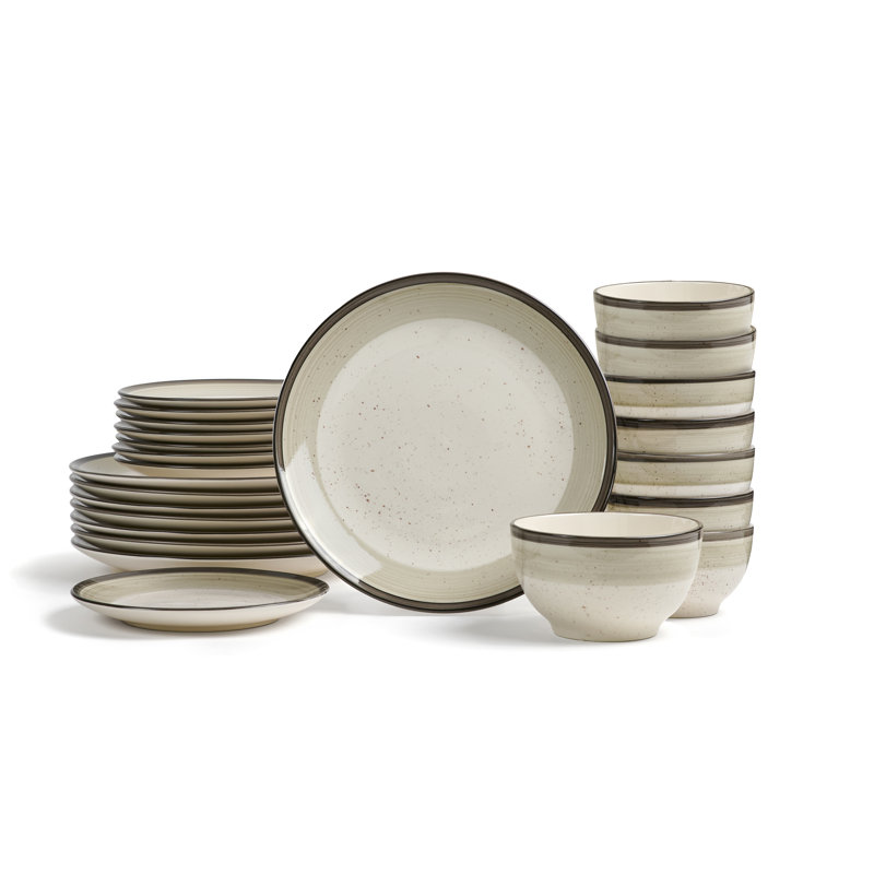 Earth & Clay Harlow 24-Piece Dinnerware Set Earthenware & Reviews | Wayfair