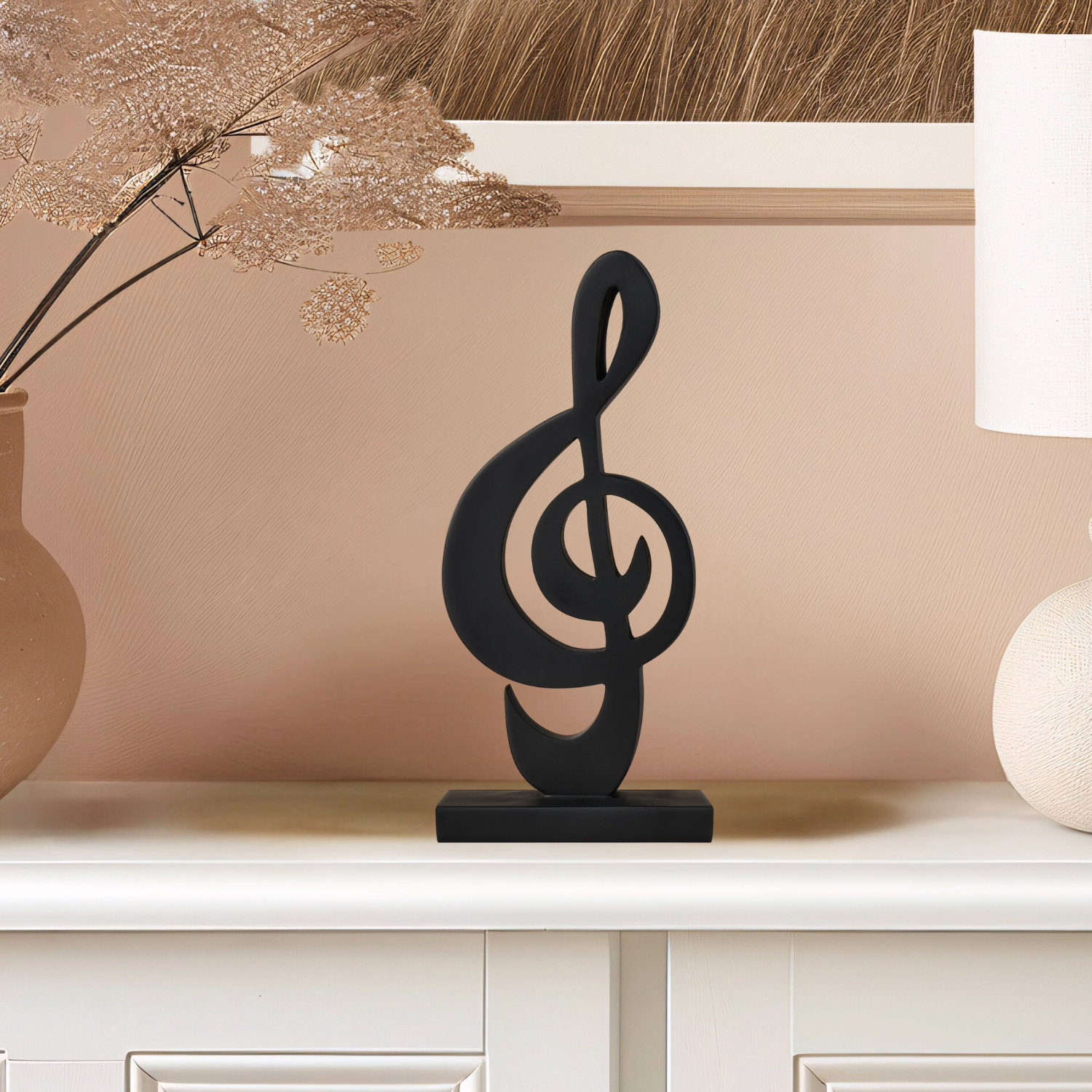 Latitude Run® 11" Black Treble Clef Decorative Sculpture | Wayfair