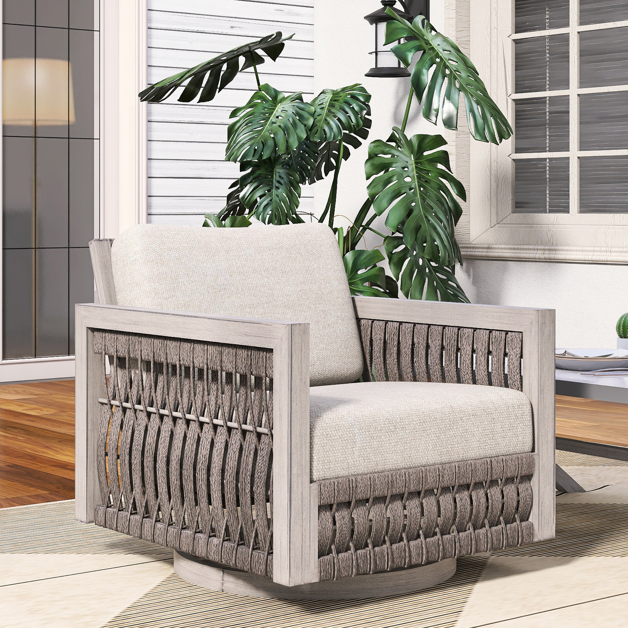 Latitude Run® 1-Piece Aluminium Single Seat Outdoor Patio Swivel Sofa ...