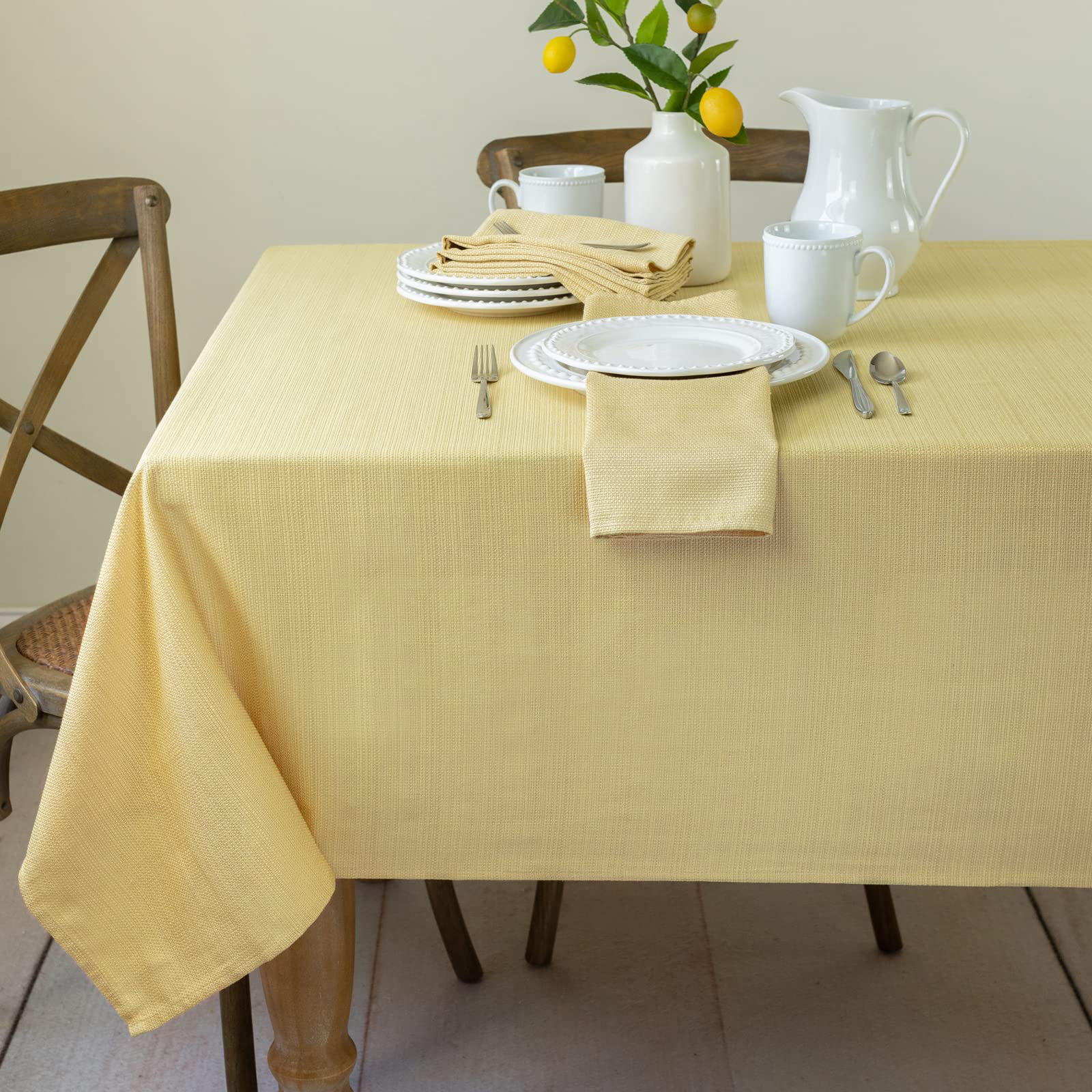 Winston Porter Textured Fabric Table Cloth, For Everyday Home Dining ...