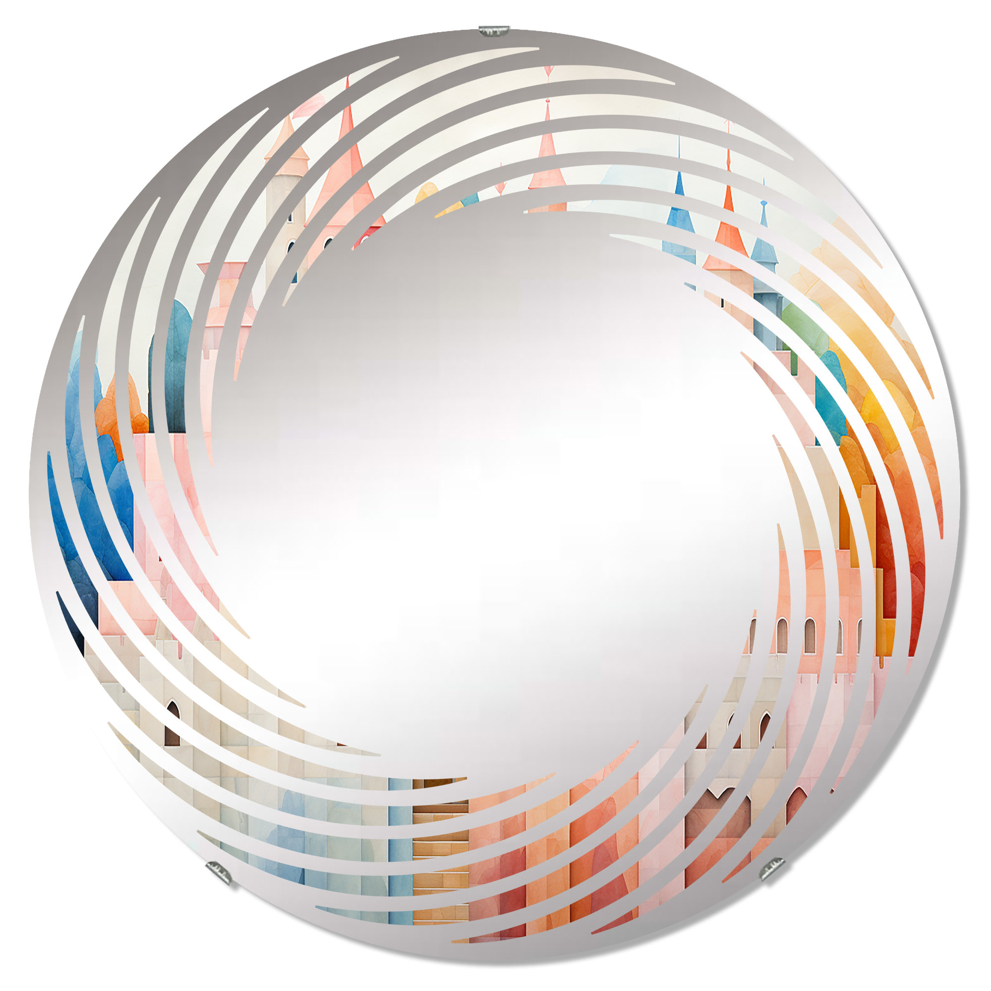 East Urban Home Bold Pink Pastel Castle - Spiral Wall Mirror MIR108107 ...