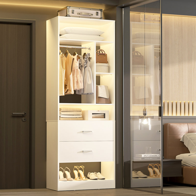 Latitude Run® Freestanding Small 24" Closet System With 2 Wood Drawers ...